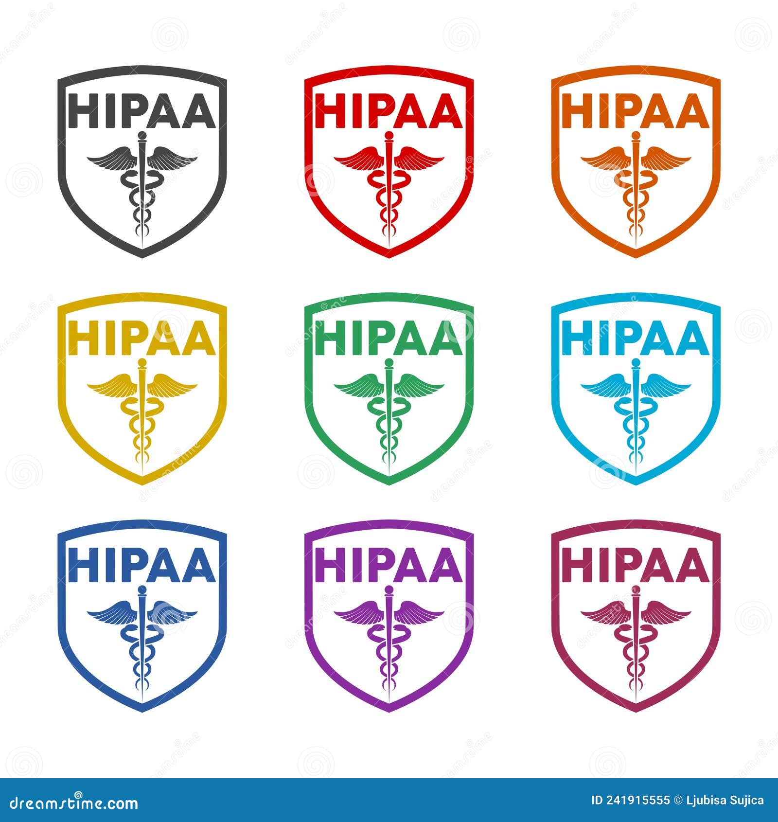 HIPAA Shield Icon or Logo, Color Set Stock Vector - Illustration of ...