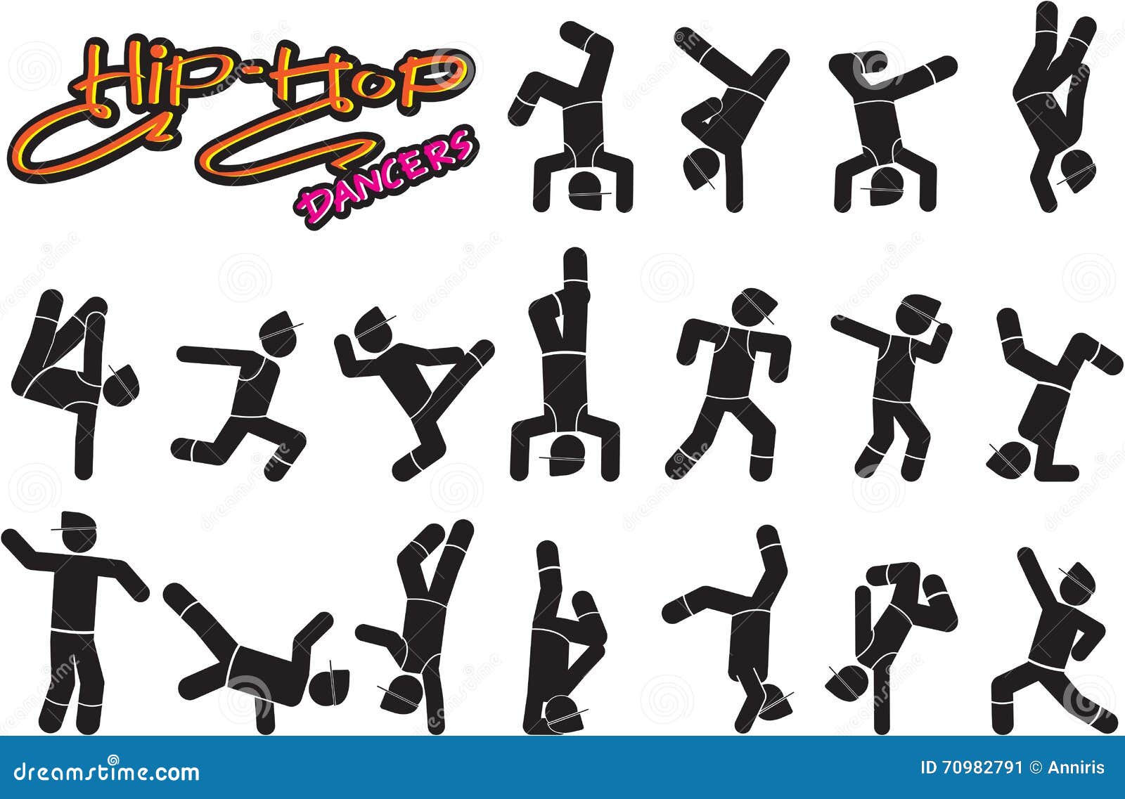 Hiphop Dancers stock vector. Illustration of fitness - 70982791