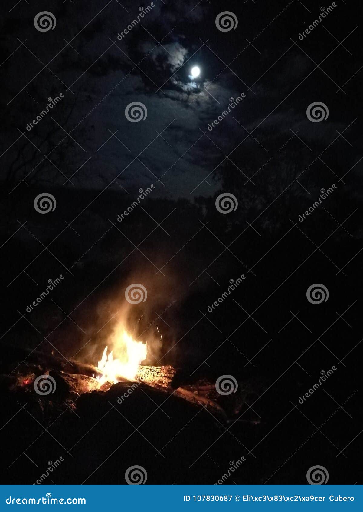Moon and fire stock image. Image of moon, fire, night - 107830687