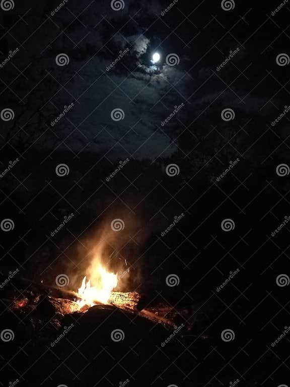 Moon and fire stock image. Image of moon, fire, night - 107830687