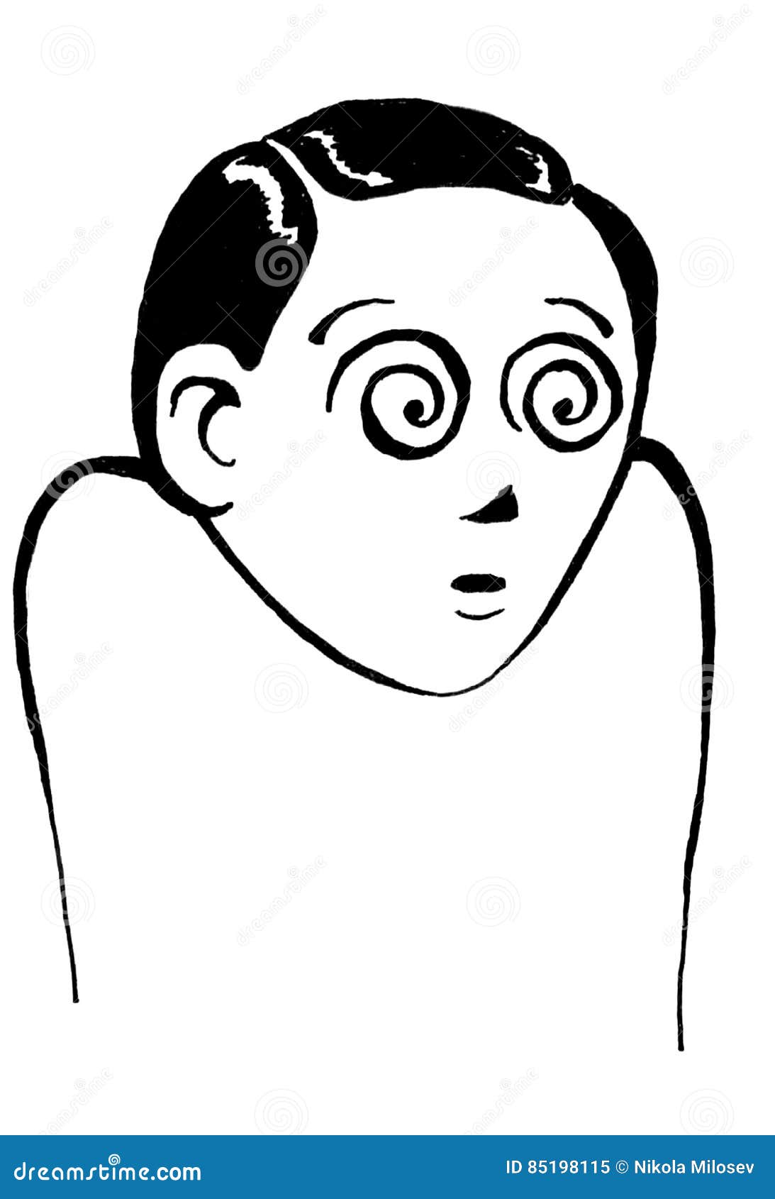 Hypnotized Man. Autosuggestion And Deception. Character With Spiral ...