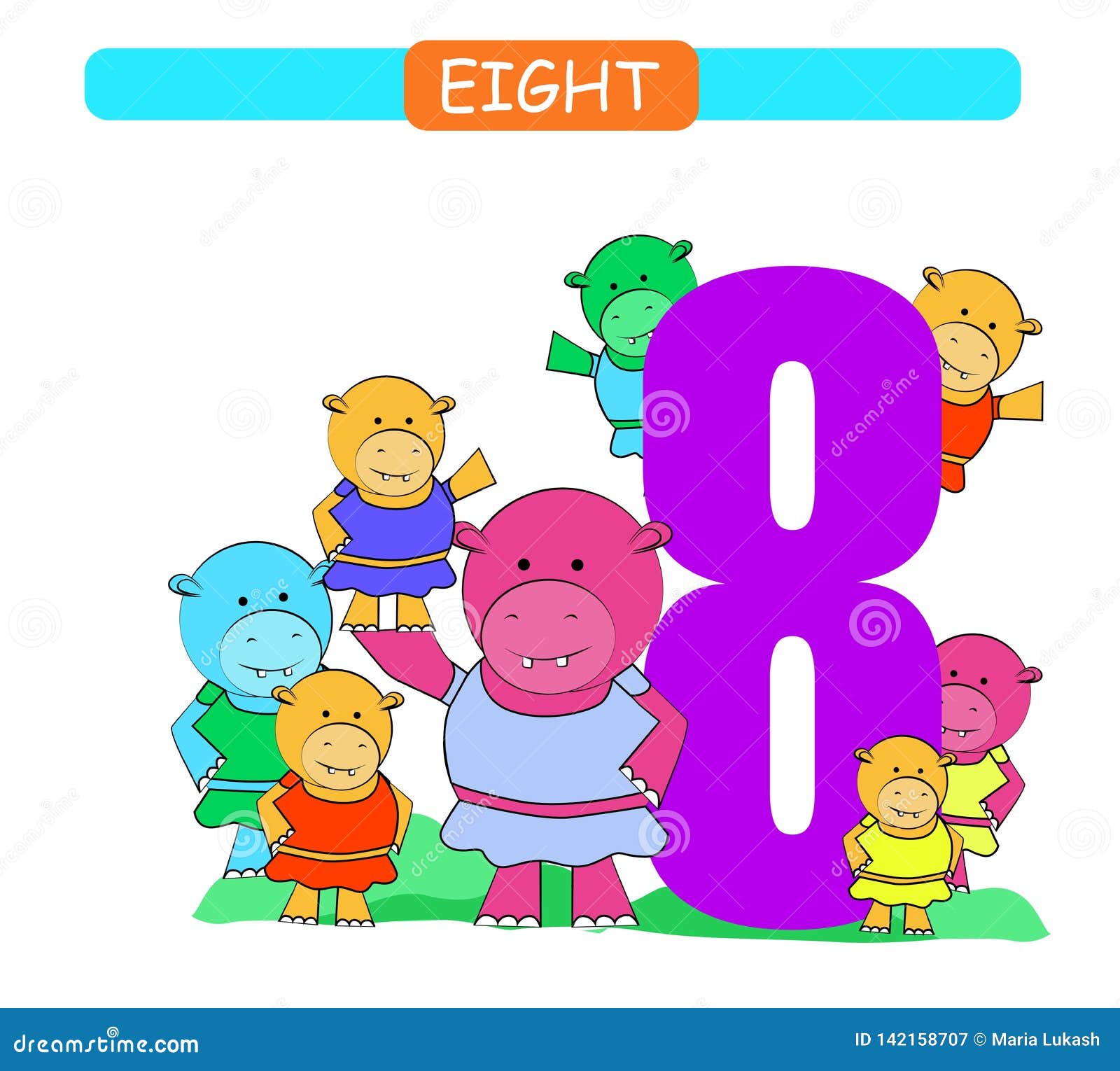Eight. Collection Number for Kindergarten and Preschool. Learn Number 8 ...