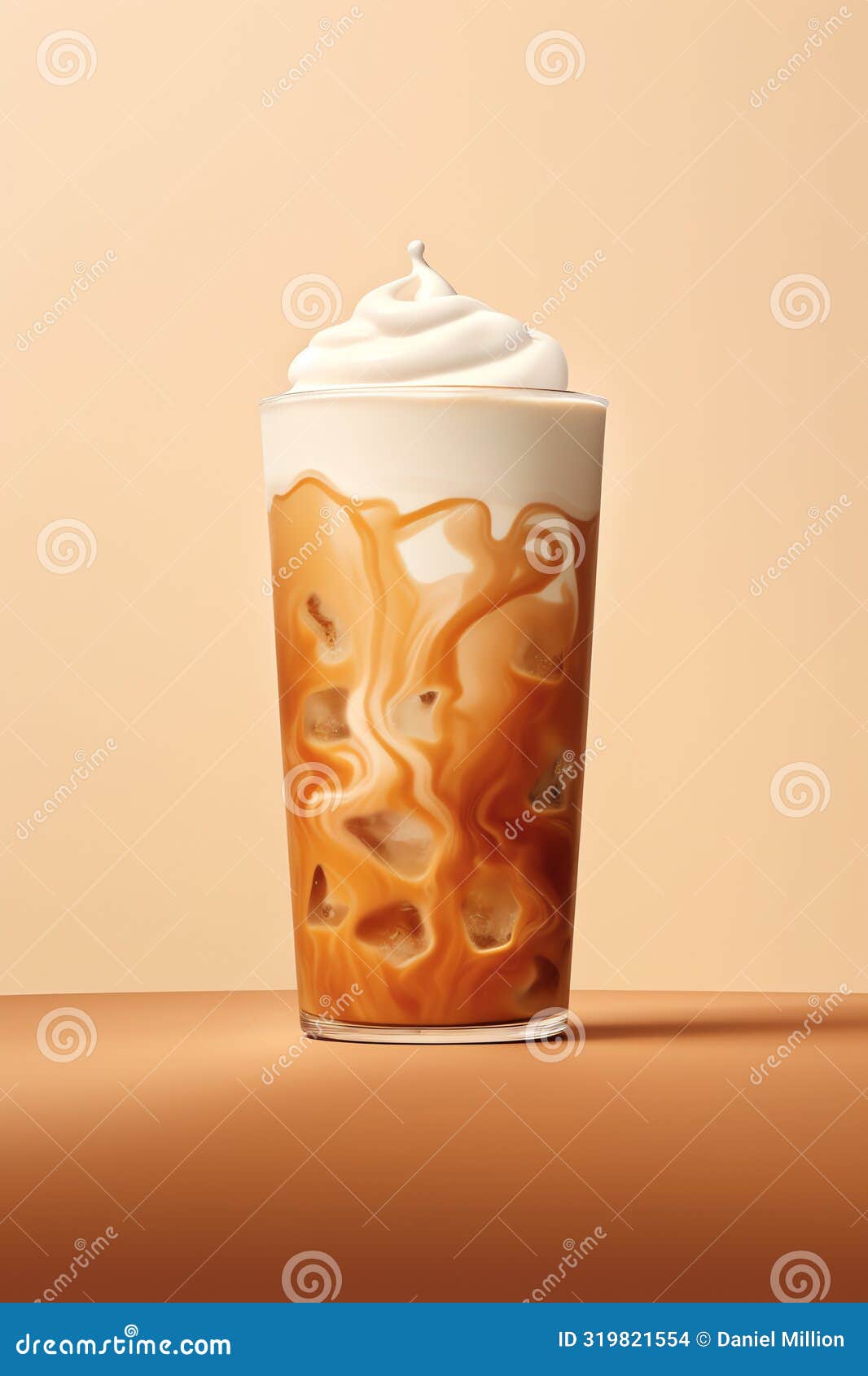Hipped Cream Topped Iced Coffee Ad With Copy Space On Beige Background ...