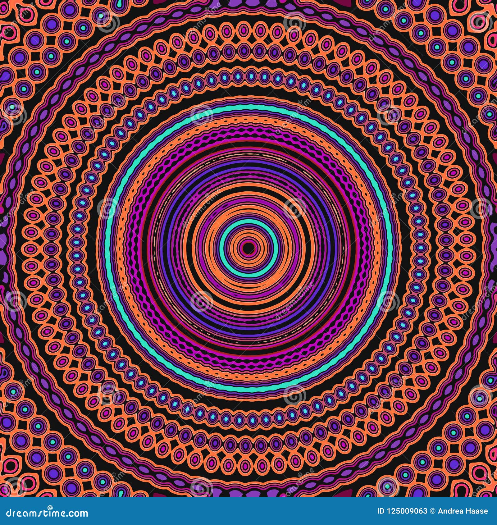 Hippie-Art-Mandala Seamless Pattern Tile in-Orange Und -PURPUR ...