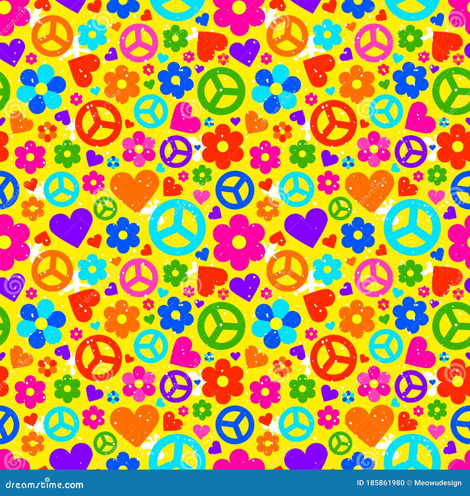 Hippie Background. Colorful Seamless Pattern, Vector Illustration Stock ...