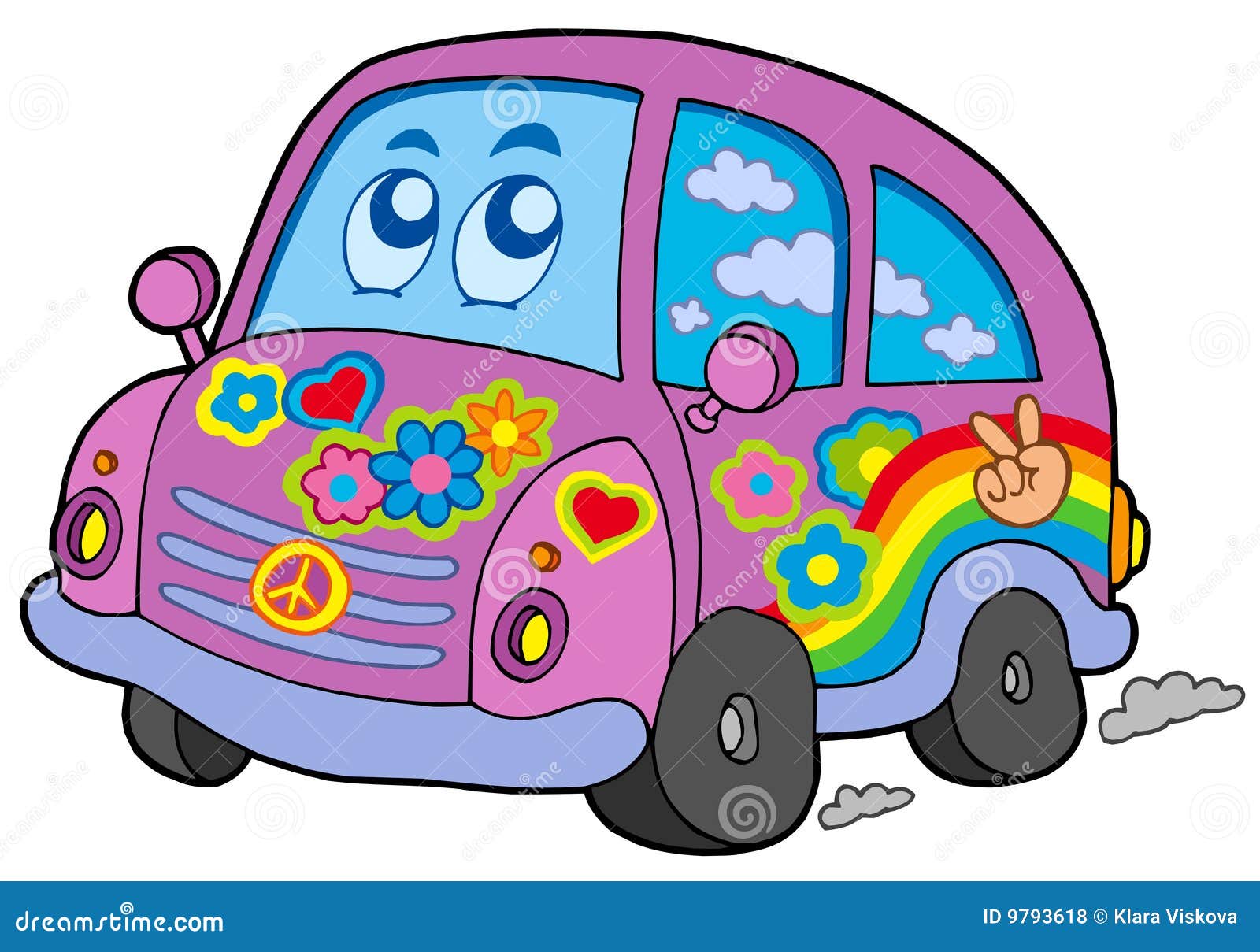 Hippie car stock vector. Illustration of draw, clipart - 9793618