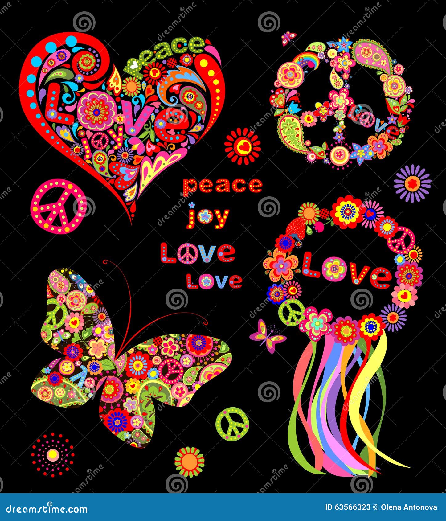 Hippie design stock vector. Illustration of happiness - 63566323