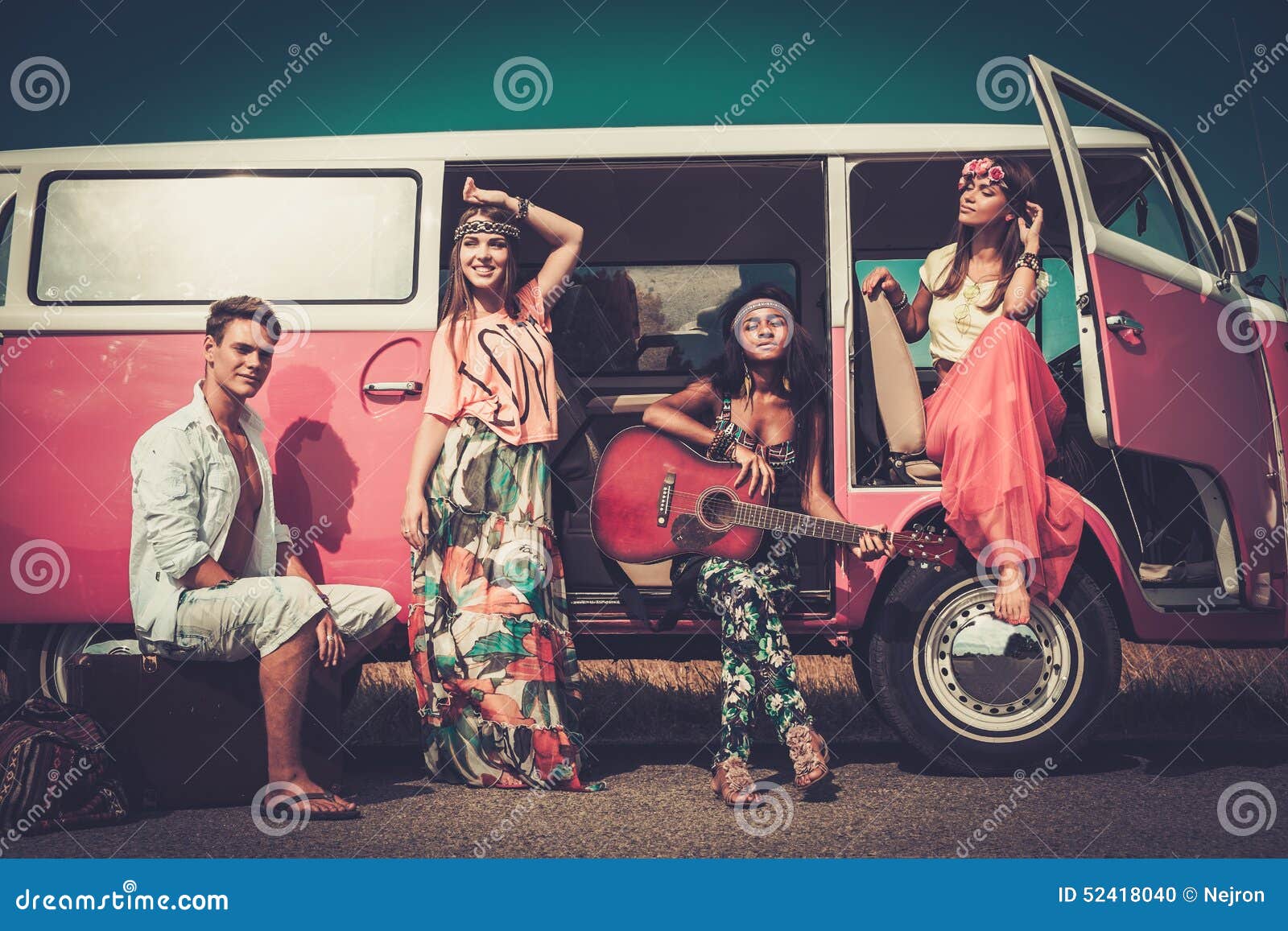 Hippie Friends on a Road Trip Stock Photo - Image of positive ...