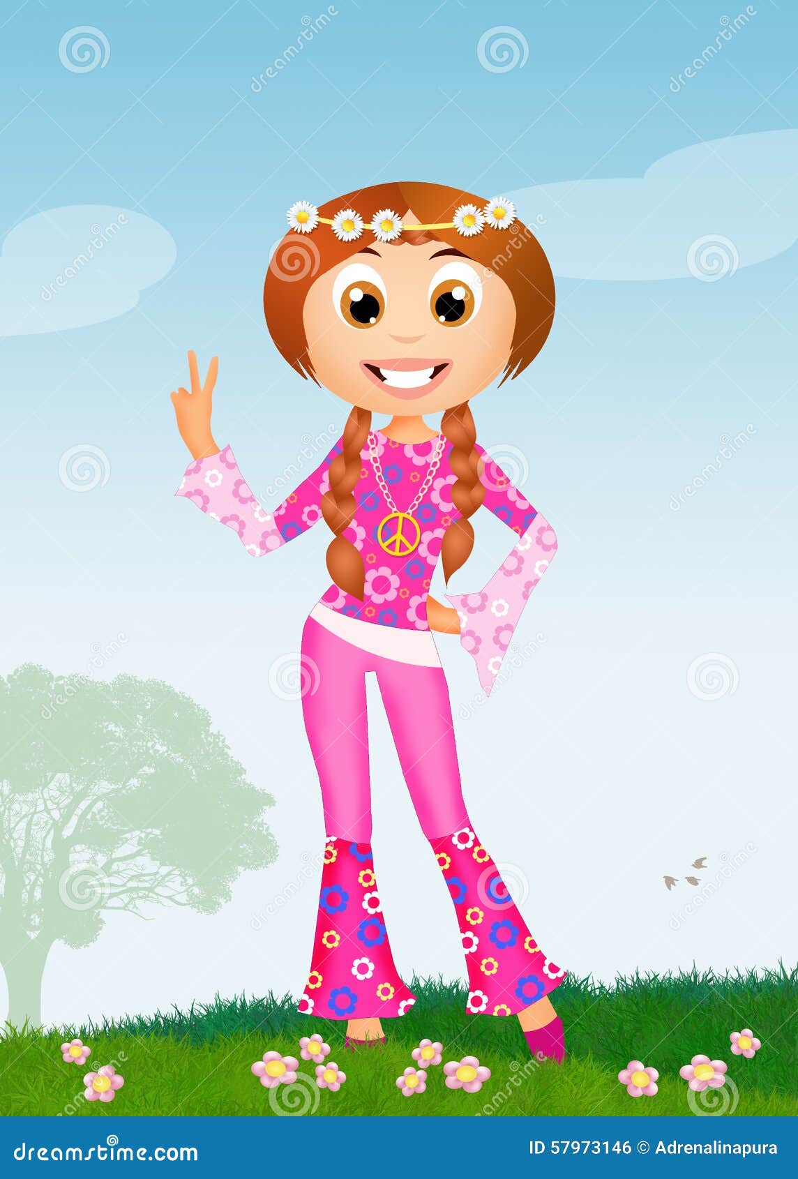 Hippy Girl Royalty-Free Cartoon | CartoonDealer.com #56401331