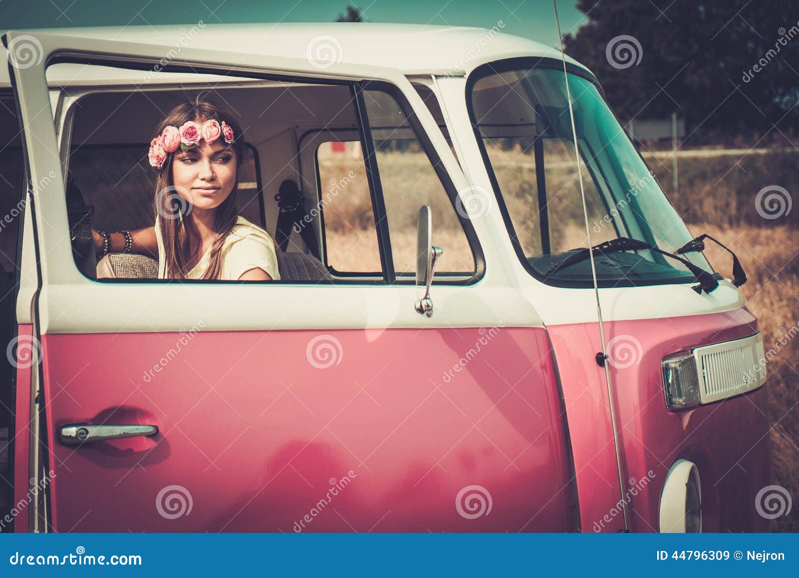 Hippie girl in a minivan stock image. Image of outdoor - 44796309 Hippie girl in a minivan stock image. Image of outdoor - 44796309