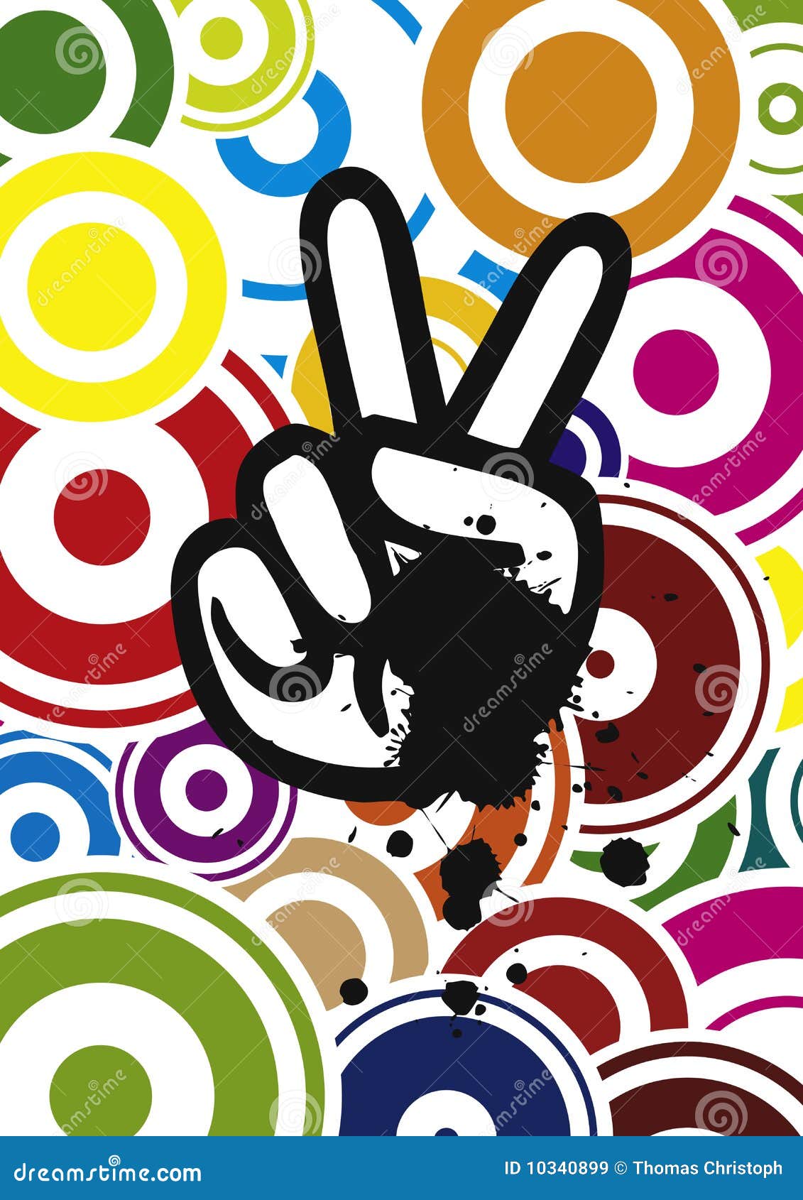 Hippie Hand, stock illustration. Illustration of style - 10340899