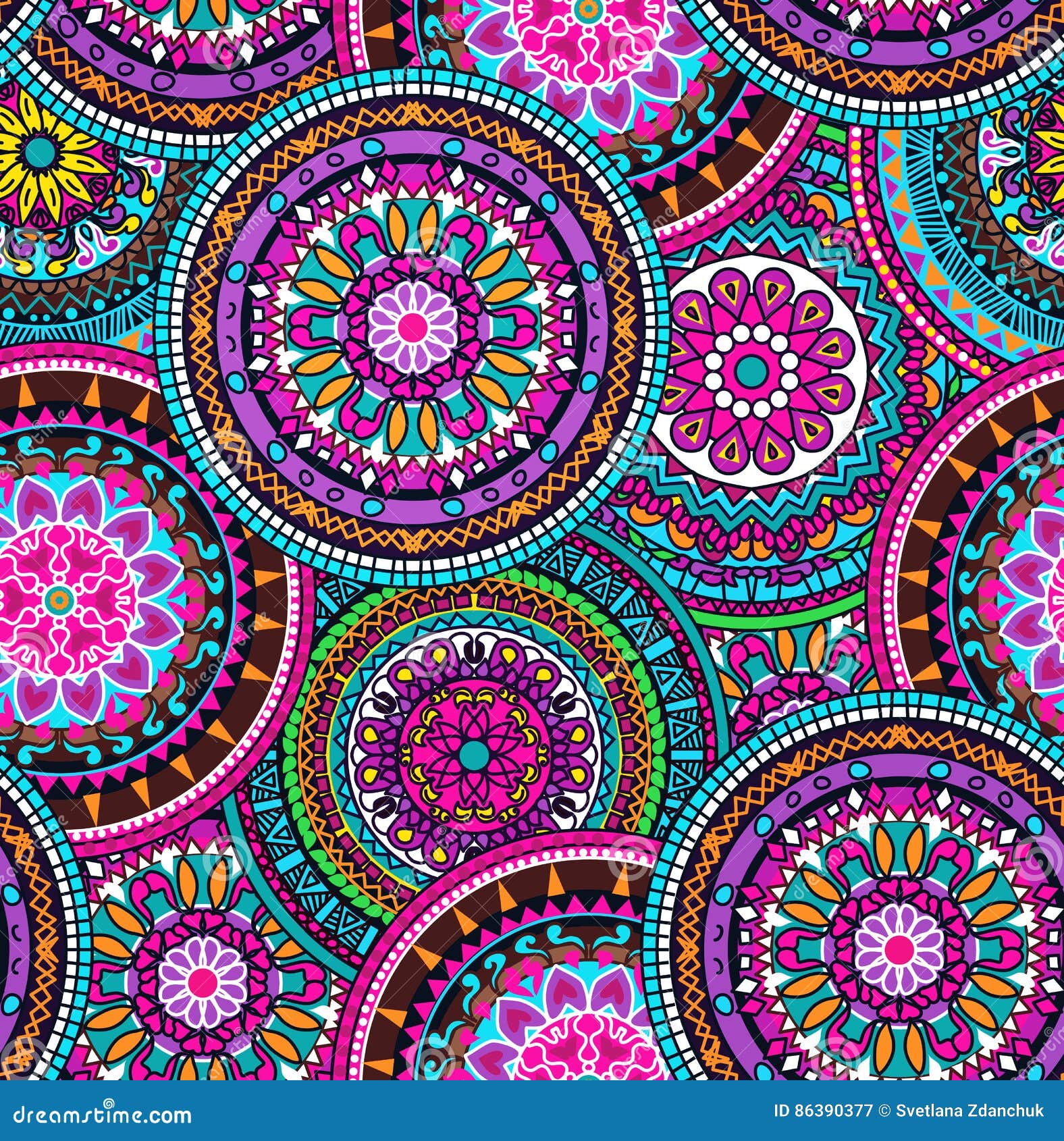 Hippie mandala pattern stock illustration. Illustration of arabesque ...