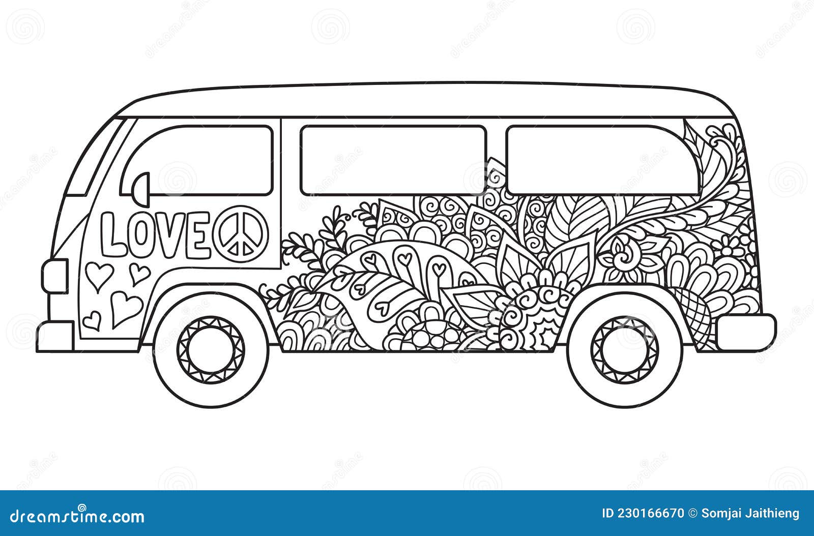 Mandala Van for Printing on Stufss or Coloring Page. Vector ...