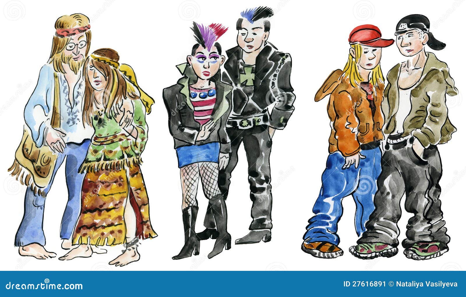 Hippie, Punk And Rock Teens Stock Image - Image: 27616891