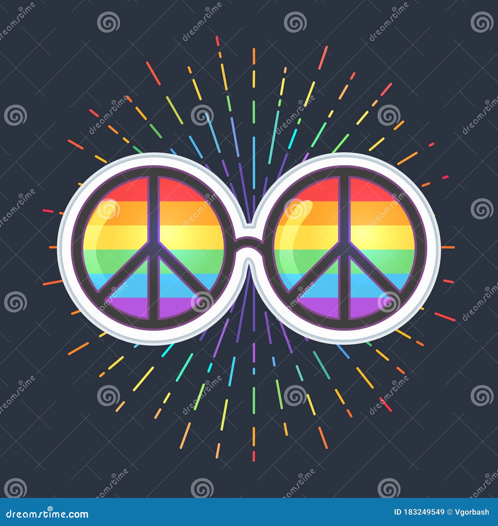 Hippie Sunglasses With Rainbow Lenses And Peace Sign Gay Pride Lgbt