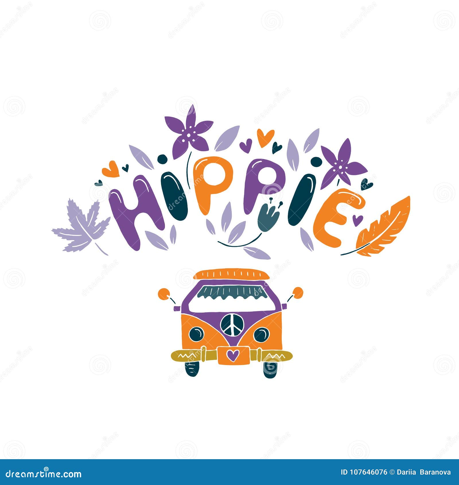 Hippie vector illustration stock vector. Illustration of handdrawn ...
