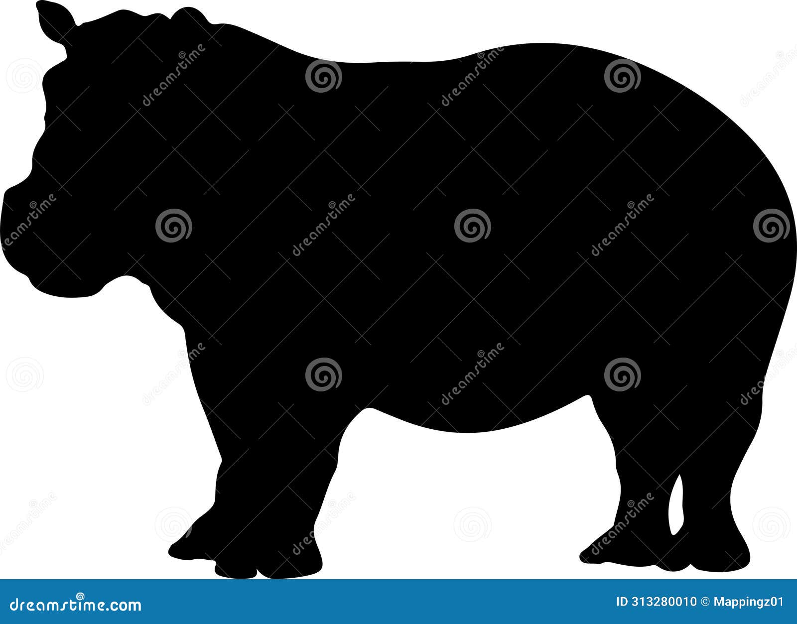 Hippo Black Silhouette Generative Ai Stock Vector - Illustration of ...