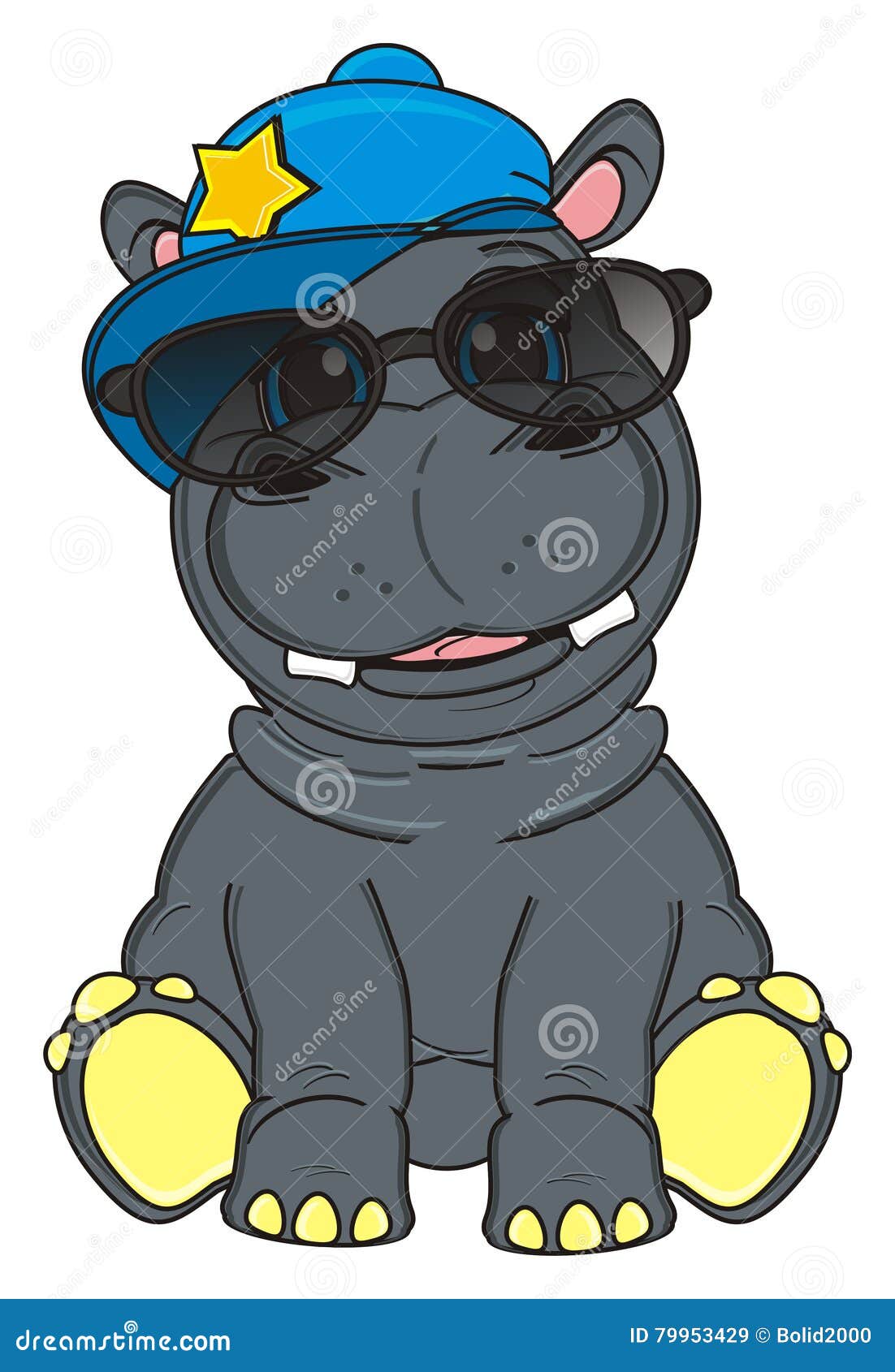Hippo Boy in Cap and Sunglasses Stock Illustration - Illustration of ...