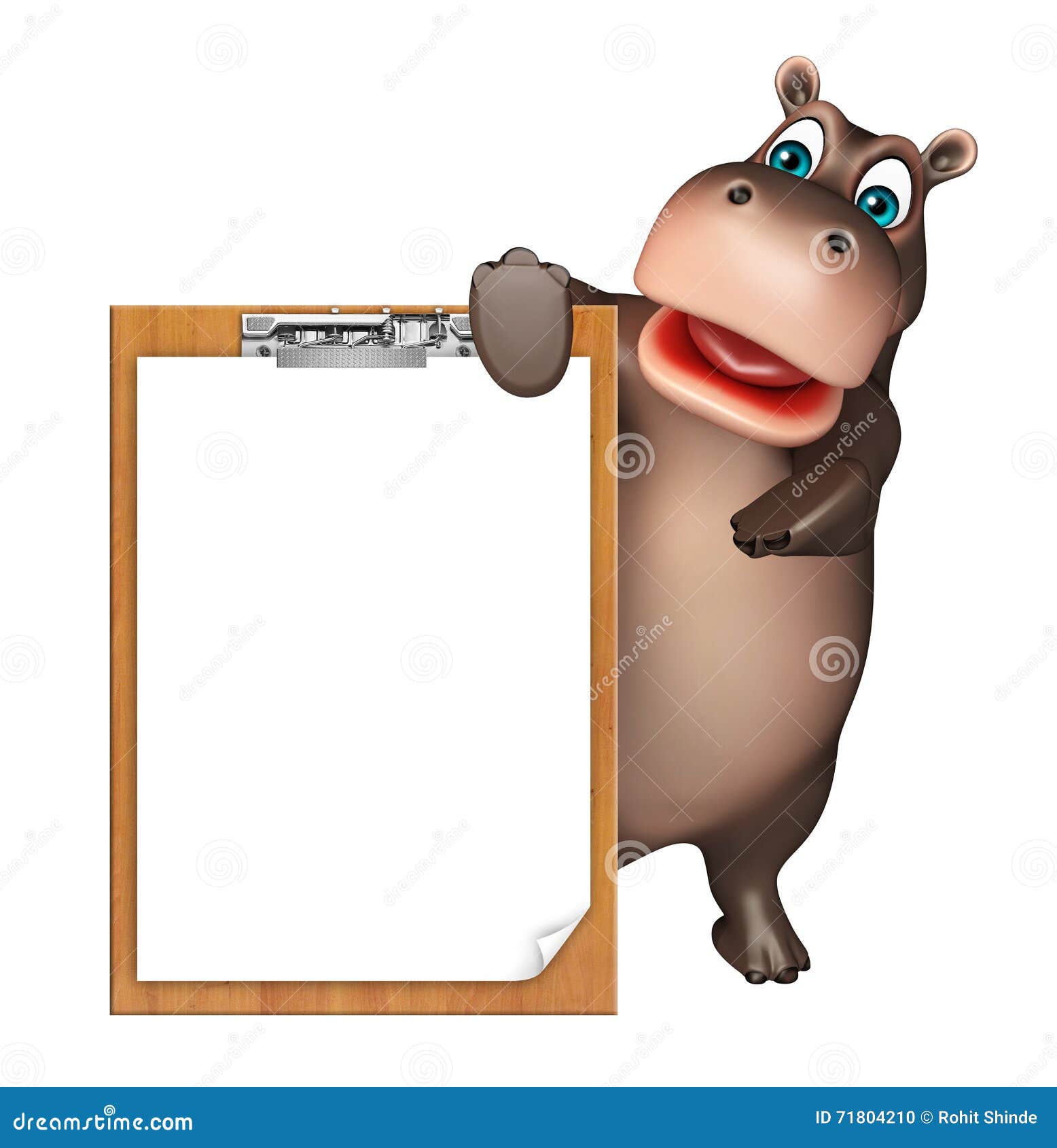 Hippo Cartoon Character with Exam Pad Stock Illustration - Illustration ...