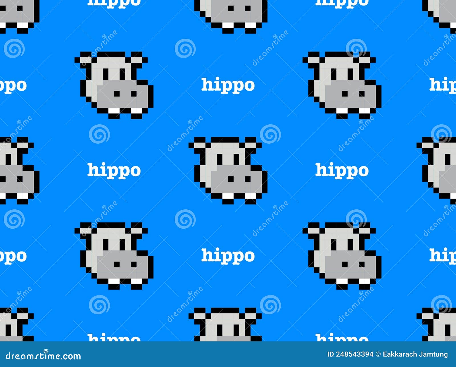 Hippo Pixel Art Safari Animal Video Game Cartoon | CartoonDealer.com ...