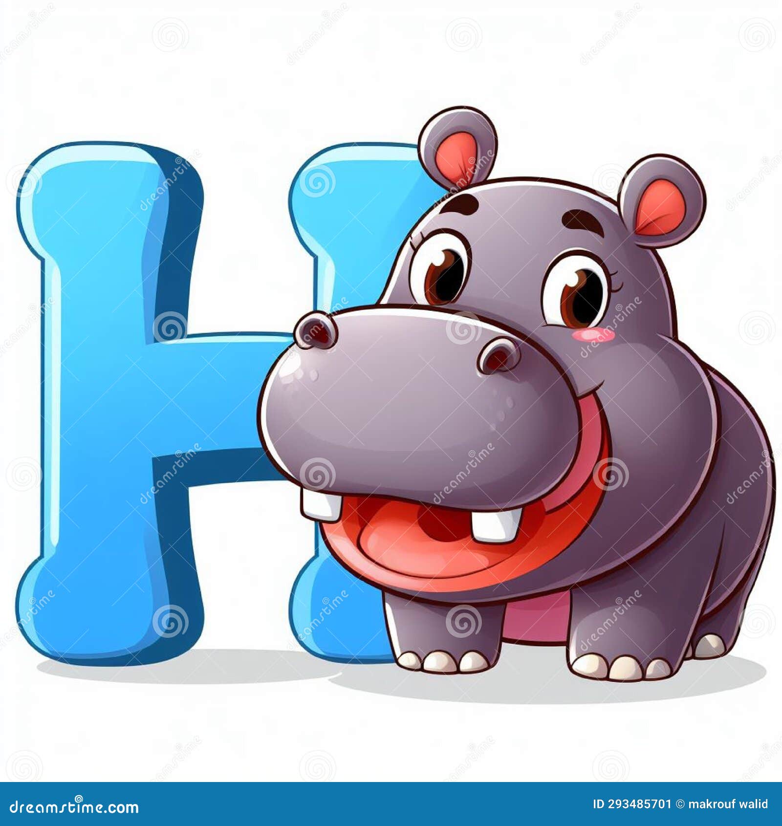 Hippo Clipart. Hippo Vector Illustration Cartoon Flat Style. Animals ...