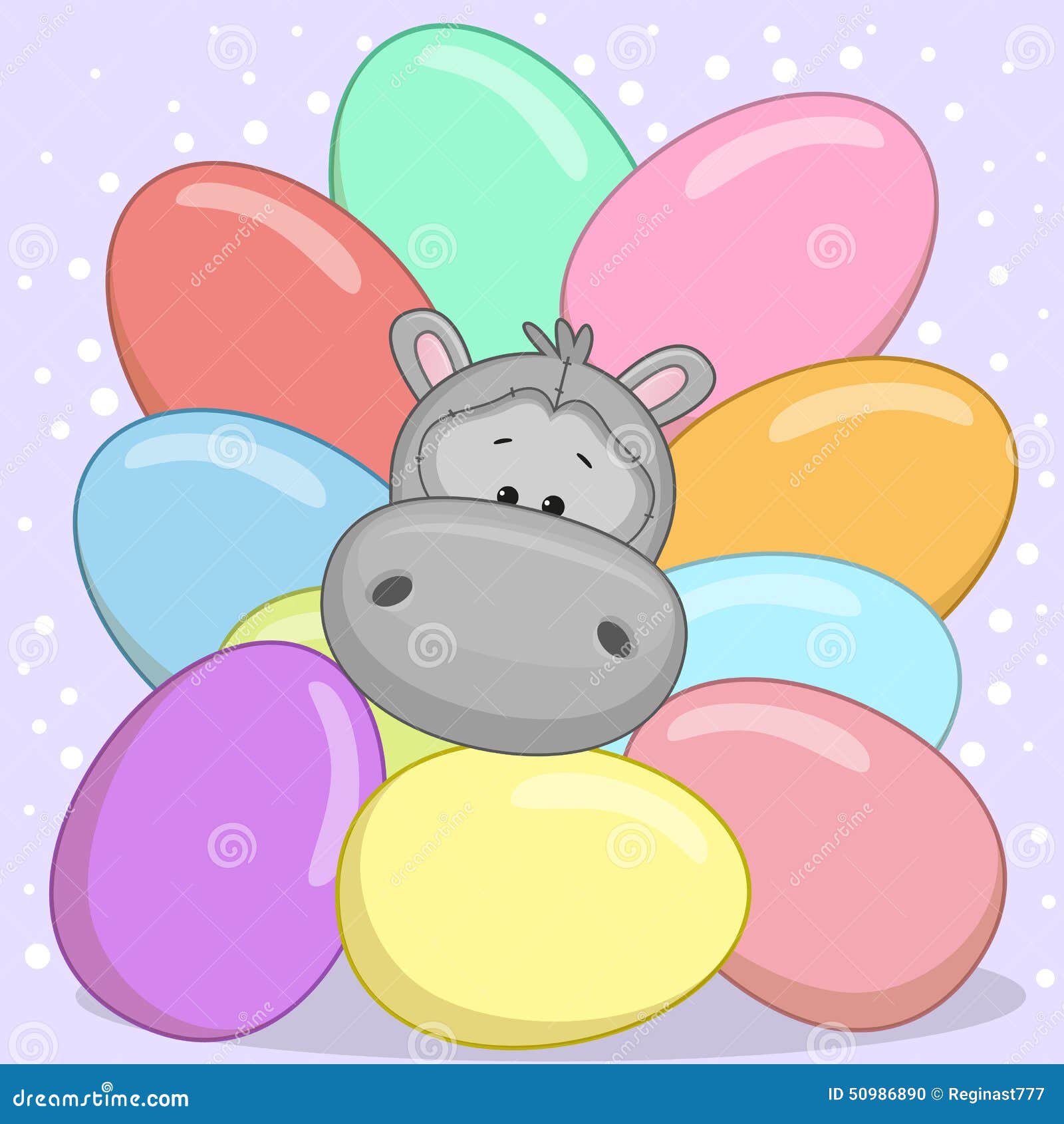 Hippo with eggs stock vector. Illustration of greeting - 50986890