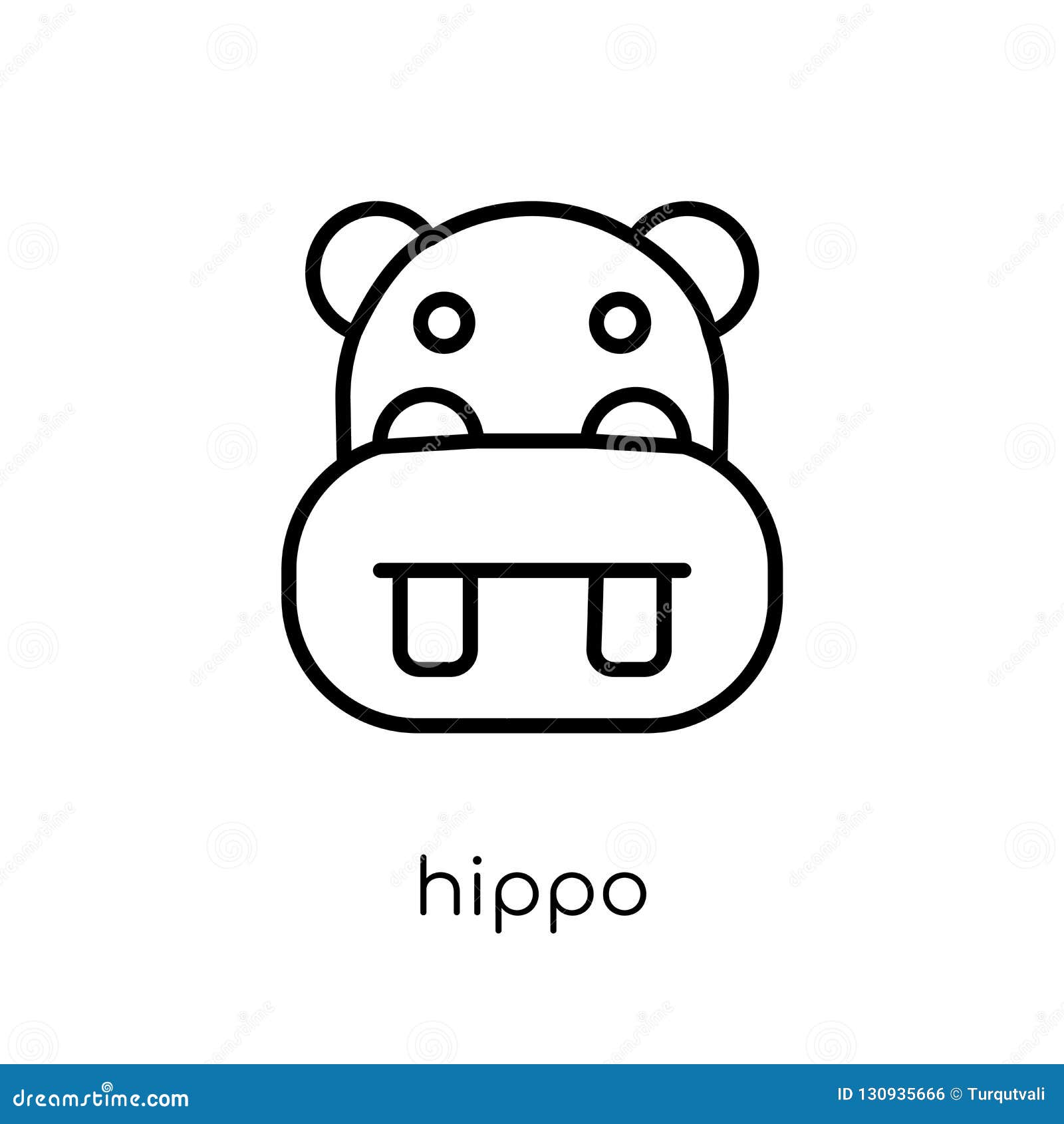 Hippo Icon. Trendy Modern Flat Linear Vector Hippo Icon on White Stock ...