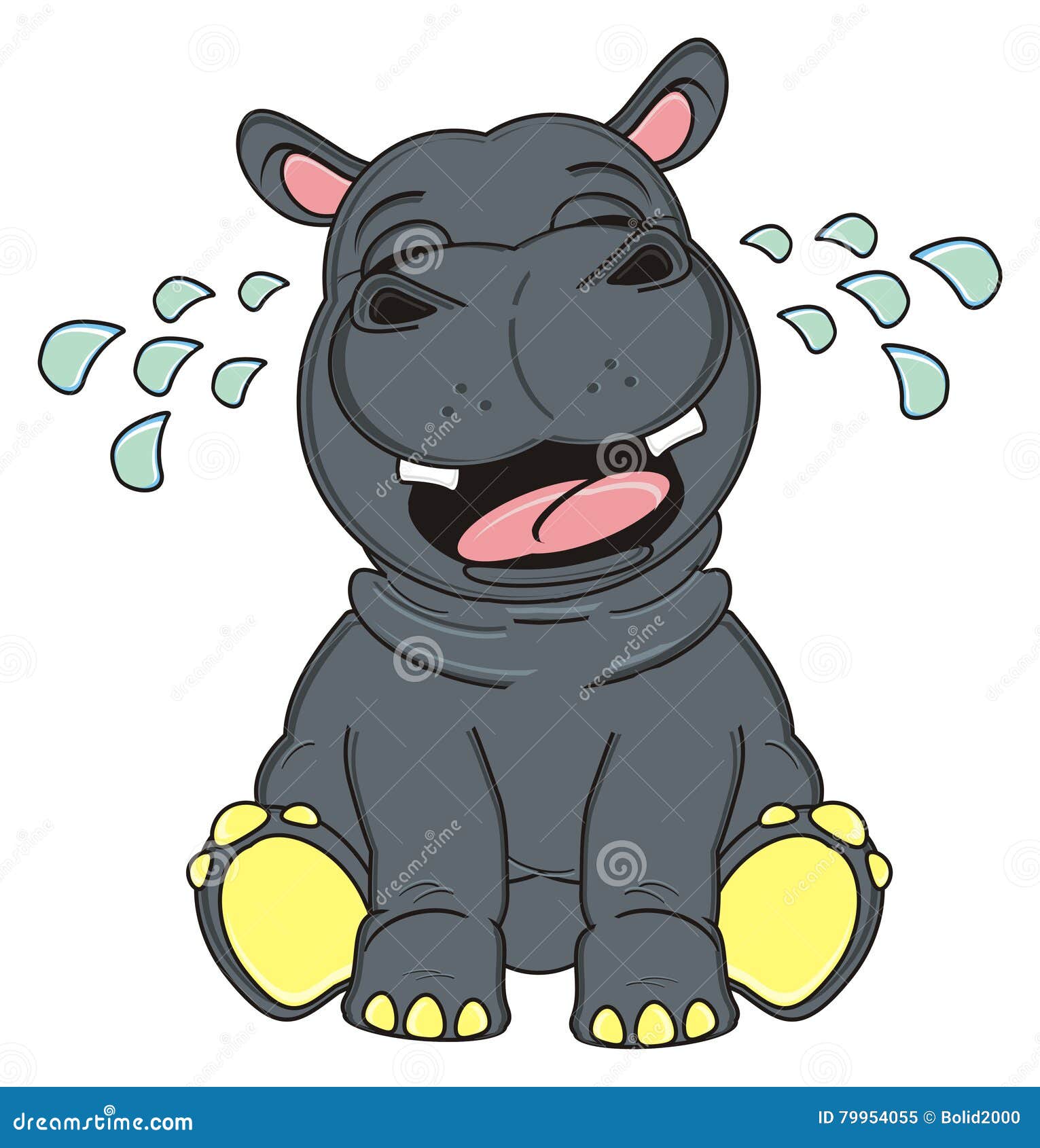 Hippo and a lot of tears stock illustration. Illustration of wild ...
