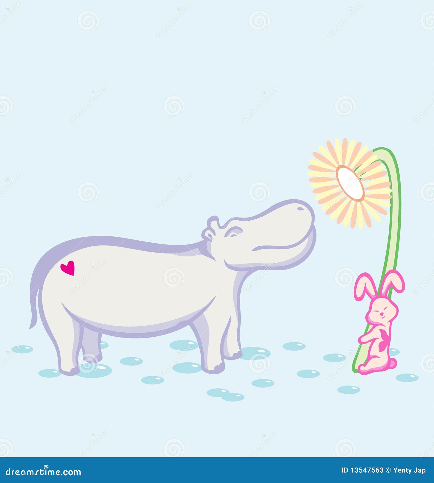 Hippo loves rabbit stock vector. Illustration of hippopotamus - 13547563