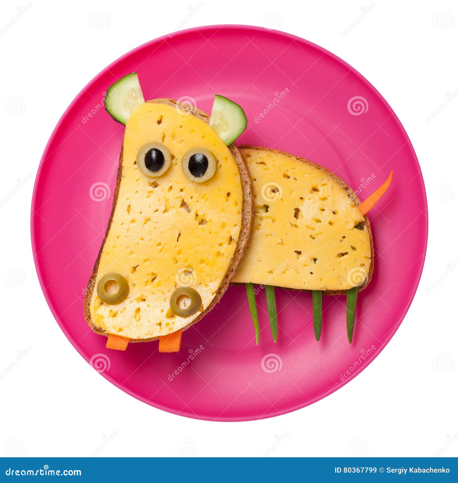 Hippo Made of Cheese and Bread Stock Image - Image of happy, olive ...
