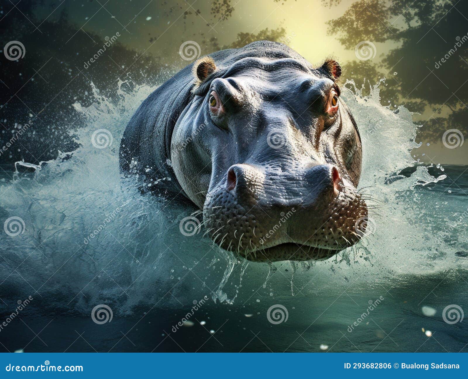 Hippo stock illustration. Illustration of majestic, water - 293682806