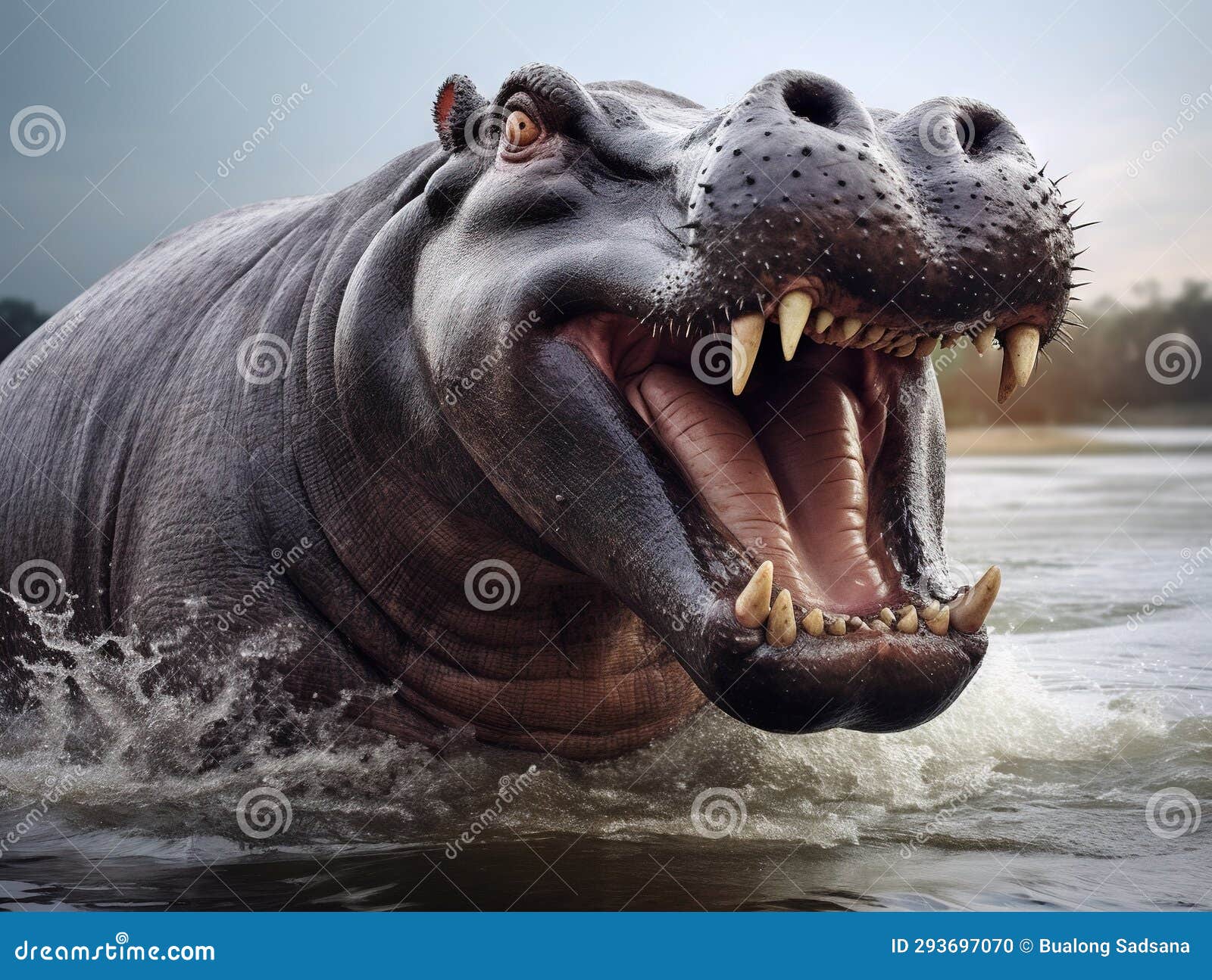 Hippo stock illustration. Illustration of nature, open - 293697070