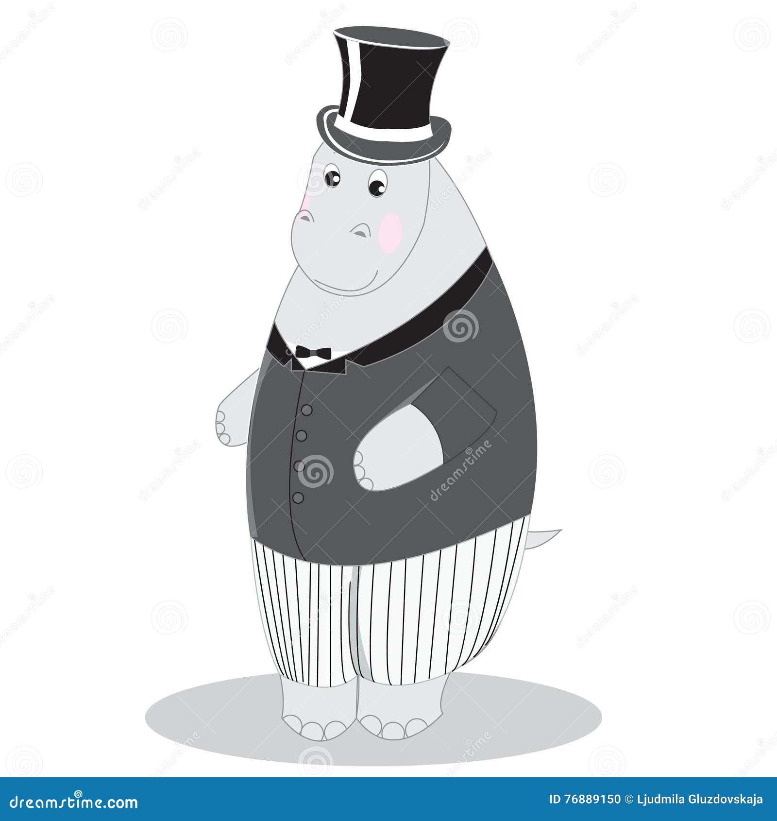 Hippo Man Gentleman in Suit and Top Hat Stock Vector - Illustration of ...