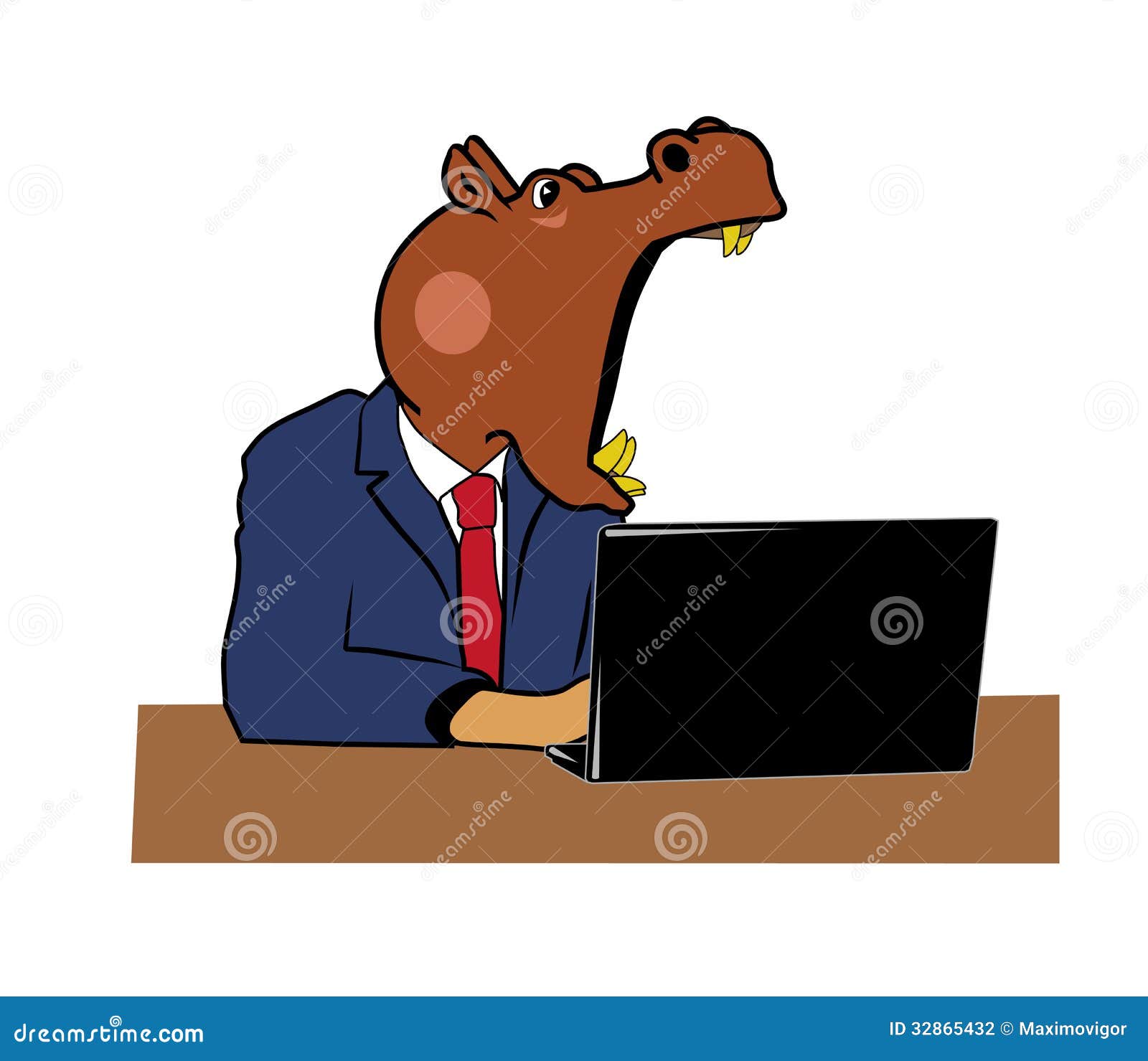Hippo in office 3 stock illustration. Illustration of leader - 32865432