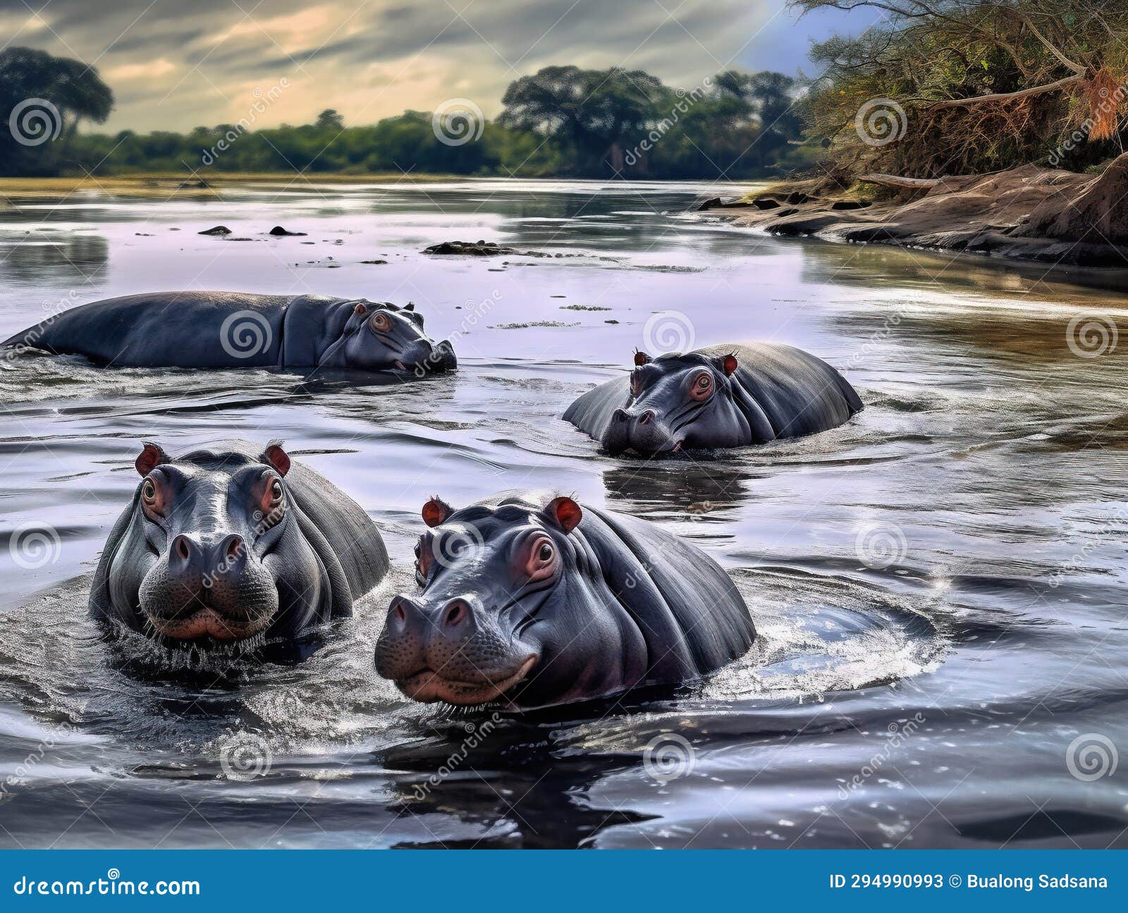 Hippo pool stock illustration. Illustration of beautiful - 294990993