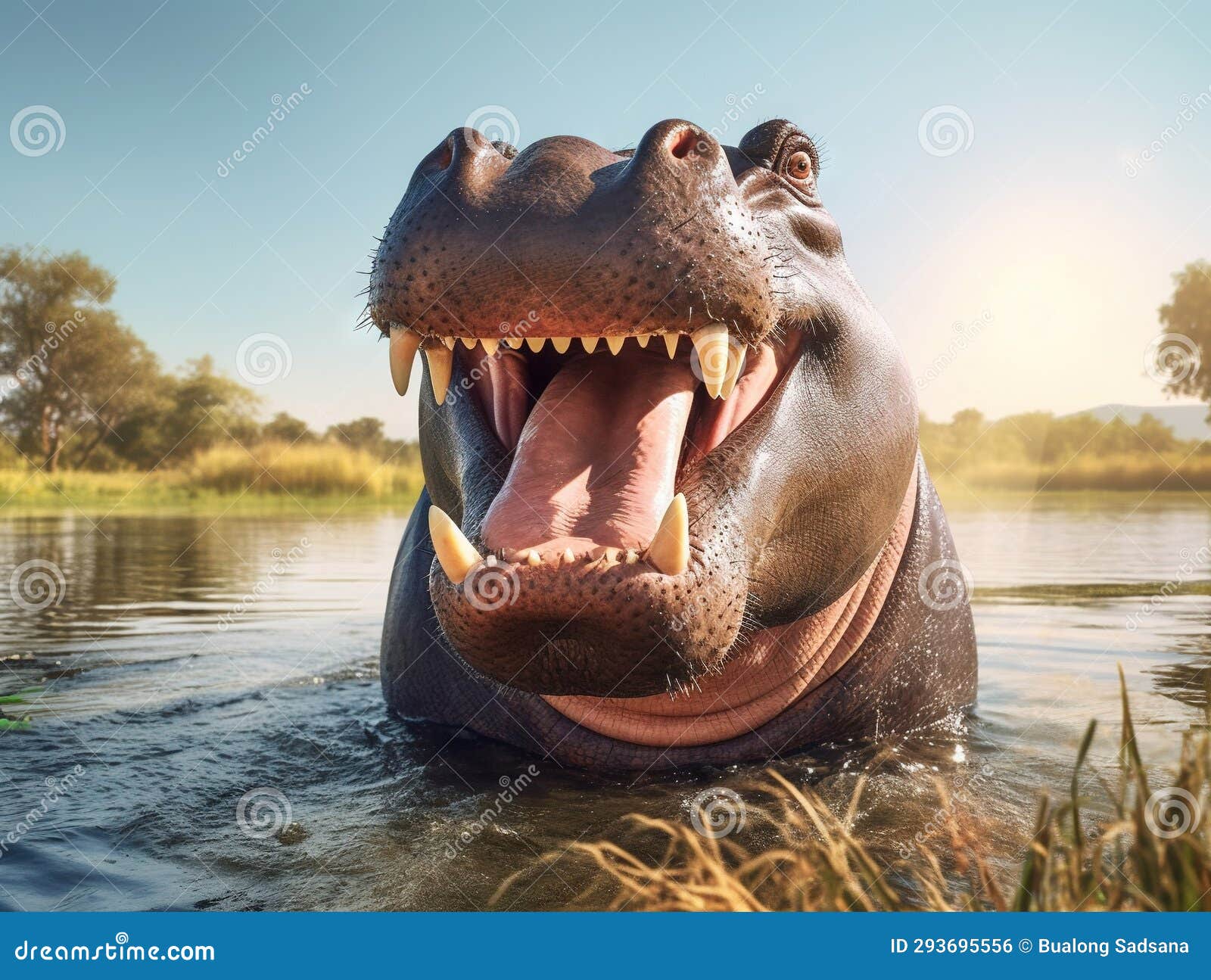 Ai Generated Illustration Wildlife Concept of Hippo Smile Stock Photo ...
