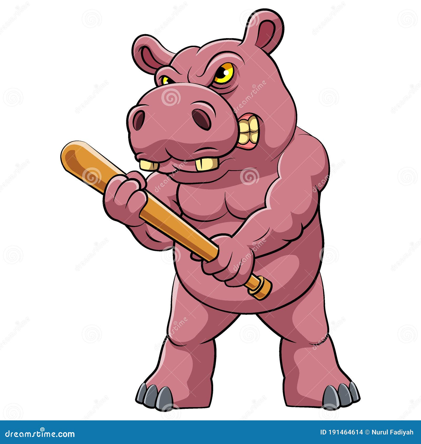 Muscle Hippo American Football Uniform Background Cartoon Vector ...