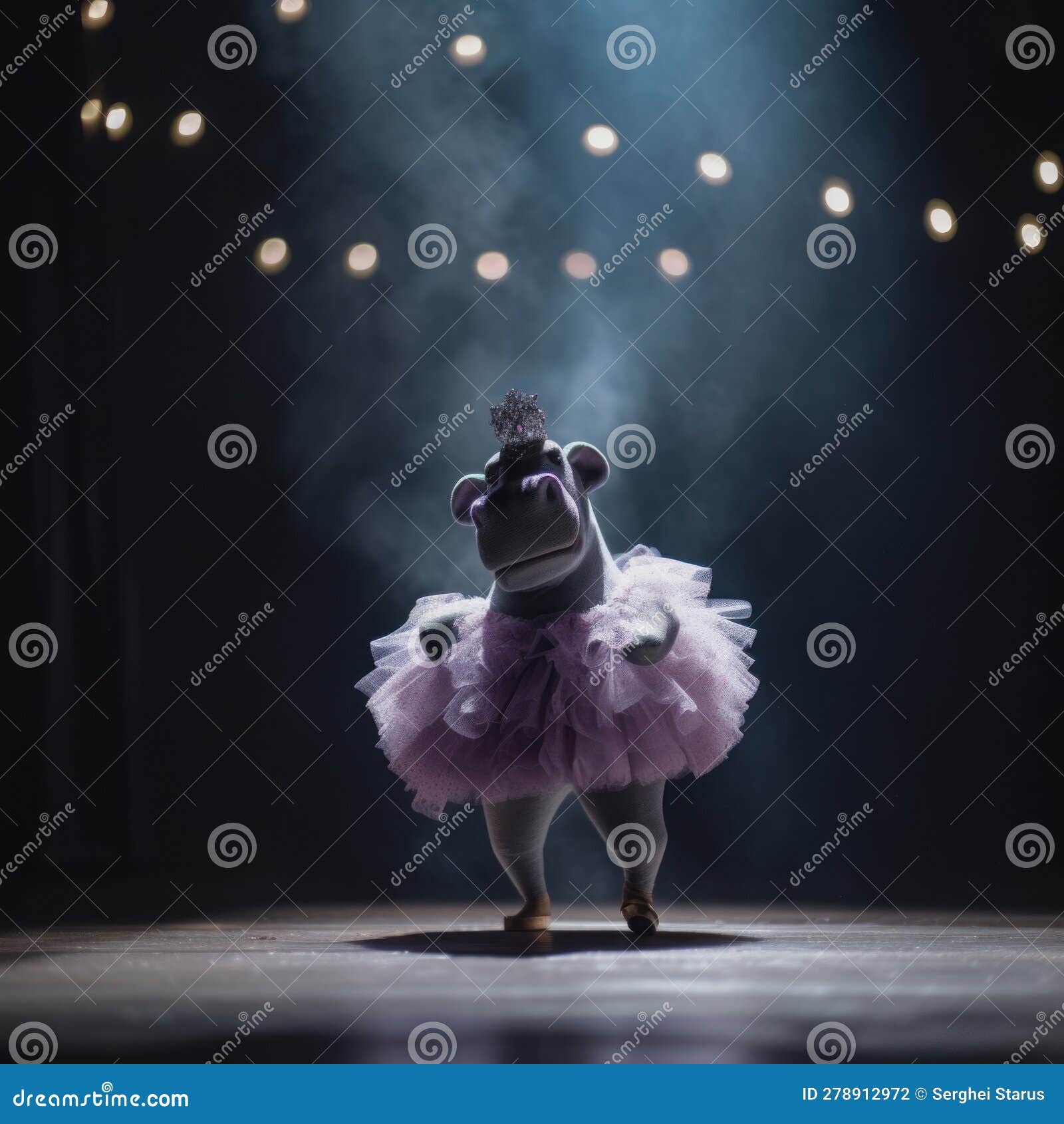 A Hippo in a Tutu and a Crown on a Stage. Generative AI Image. Stock ...