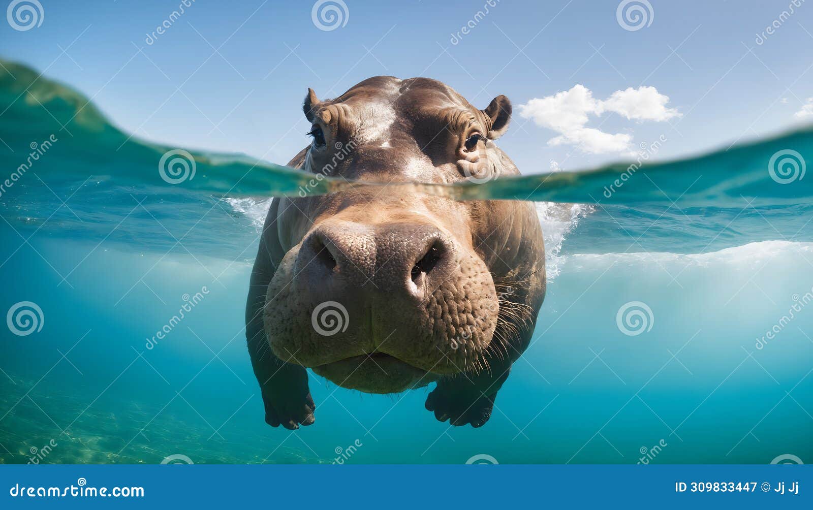 Hippo Underwater - Ai Generated Image Royalty-Free Stock Photography ...