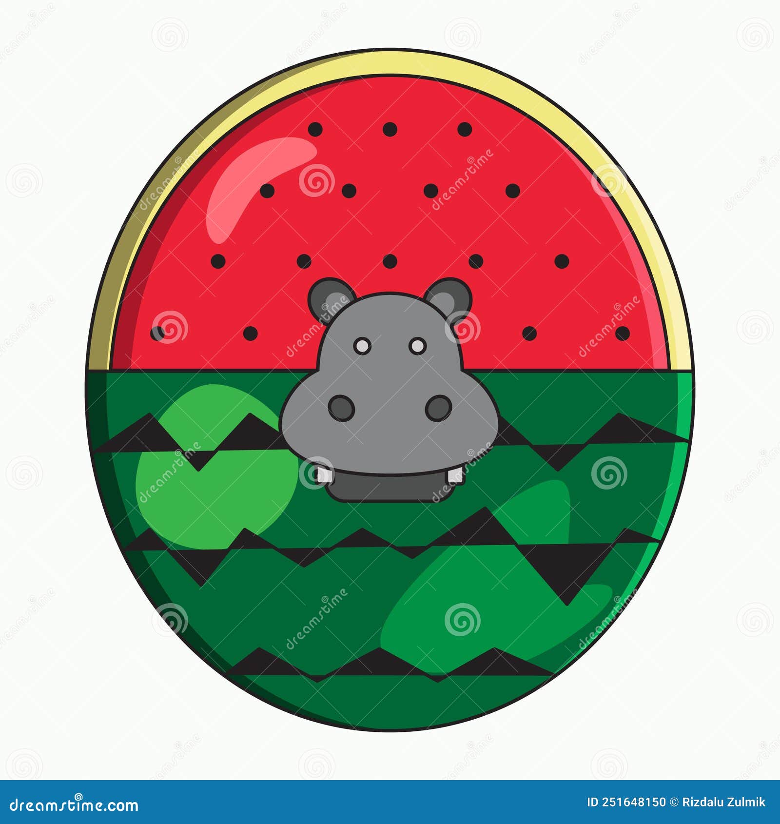 Hippo and Watermelon Vector Graphic Illustrator Stock Vector ...