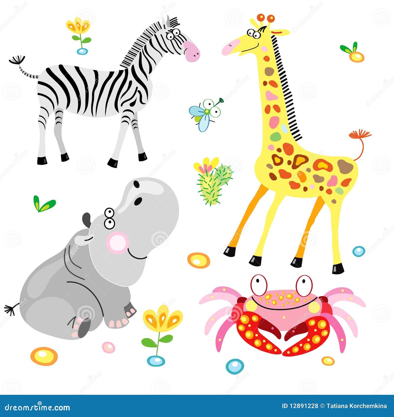 Hippo and Zhirf with a Zebra Stock Vector - Illustration of giraffe ...