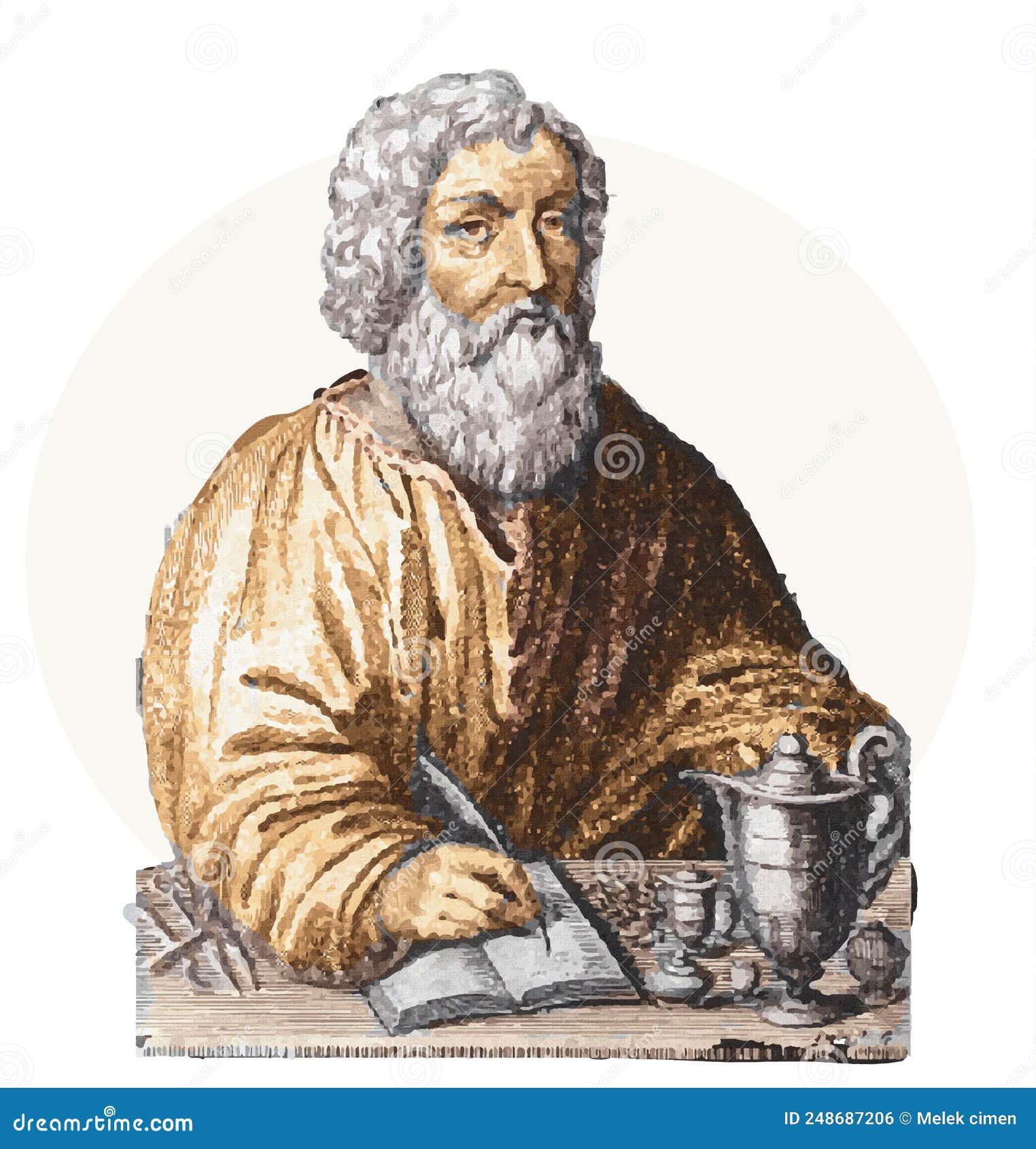 Hippocrates 460-370 BC Portrait in Line Art Illustration Stock Vector ...