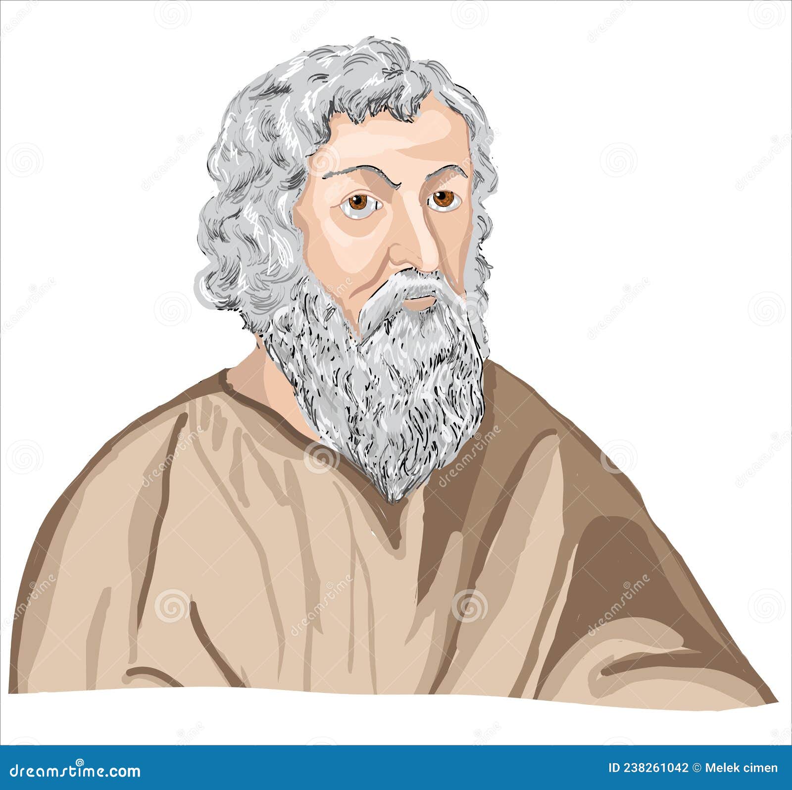 Hippocrates 460-370 BC Portrait in Line Art Illustration.hip Stock ...