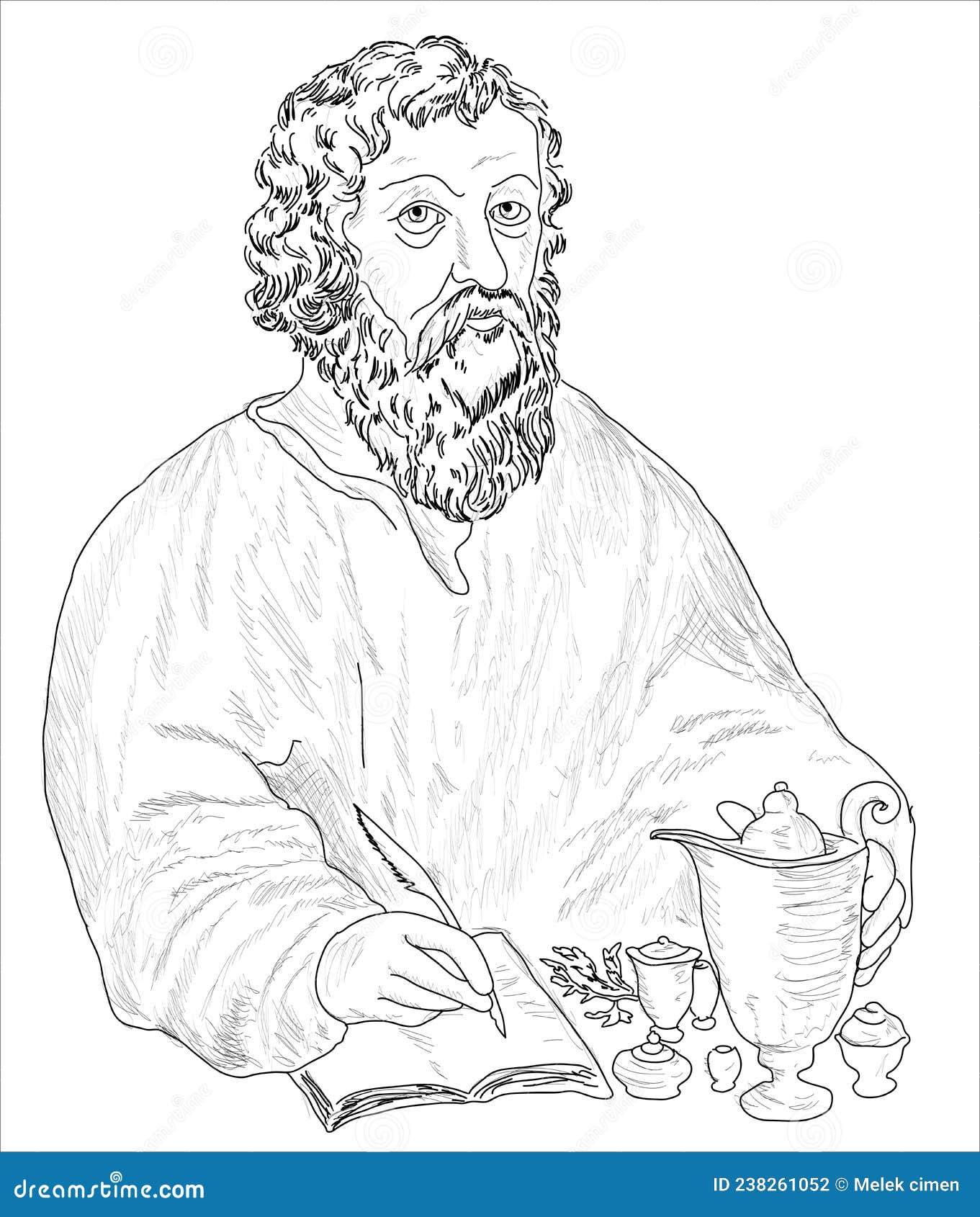 Hippocrates Line Art Portrait, Vector | CartoonDealer.com #233188287