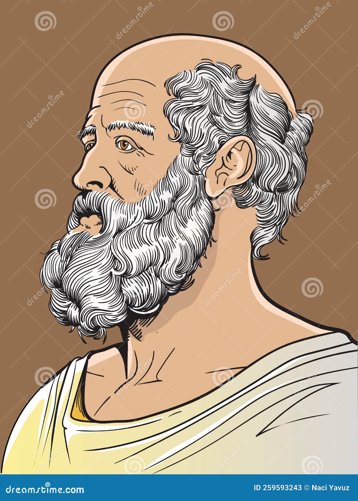 Hippocrates Cartoon Style Portrait, Vector Stock Vector - Illustration ...