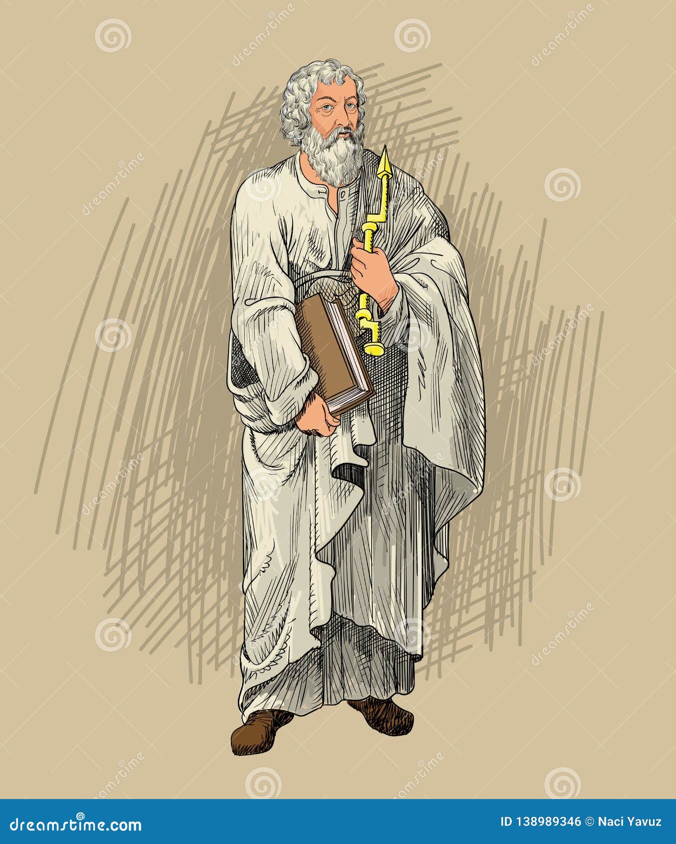 Hippocrates Colored Portrait Line Art Illustration. Editable Layers ...