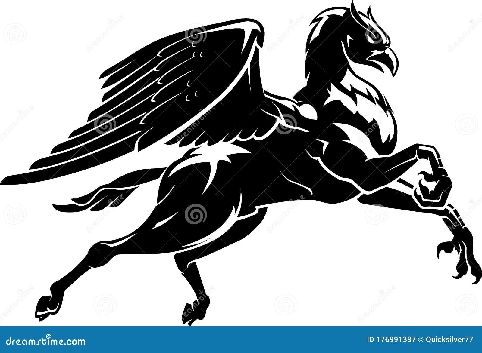 Mythical Hippogriff Mid Air Silhouette Cartoon Vector | CartoonDealer ...
