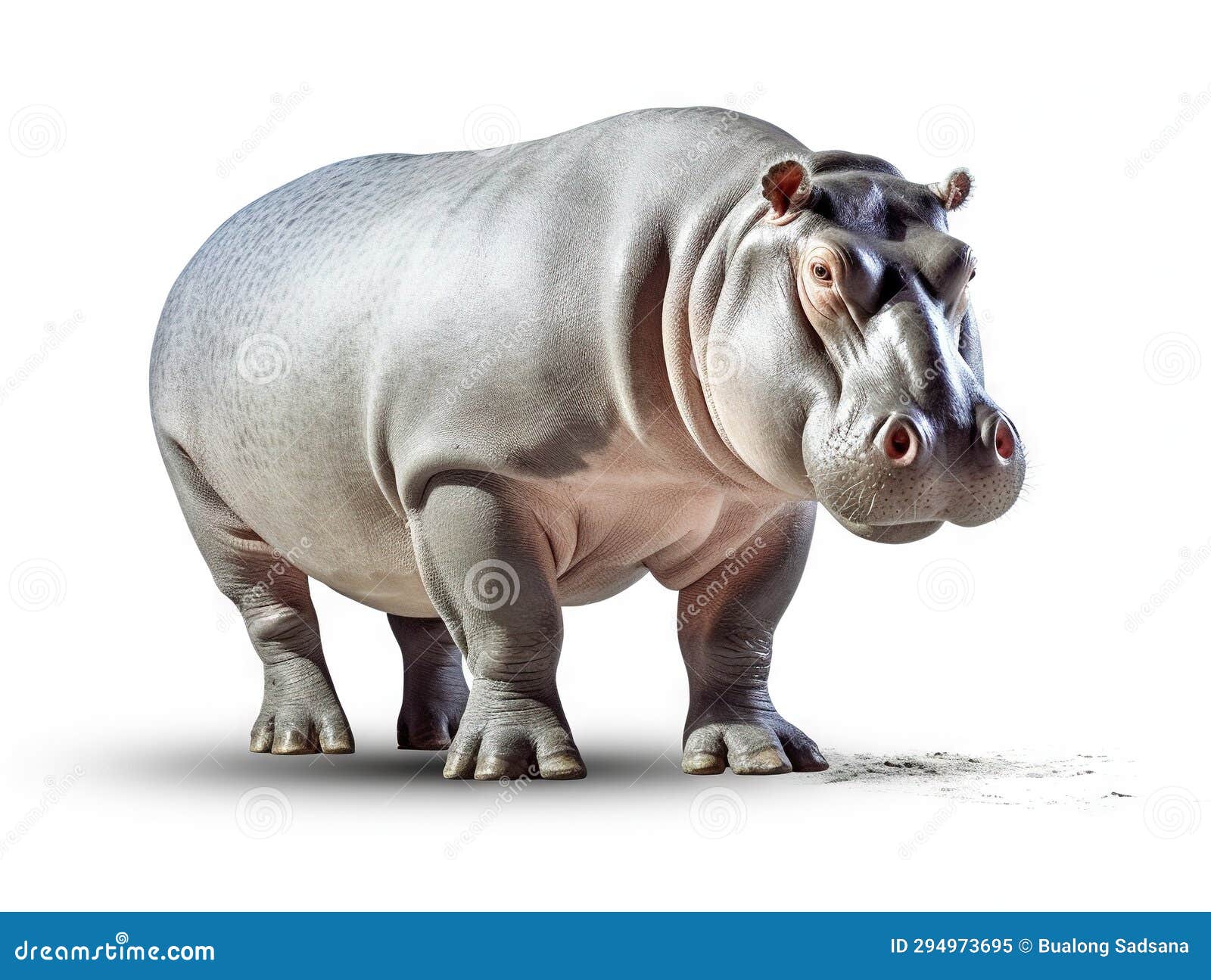 Hippopotamus Isolated On A White Background. Cartoon Behemoth ...