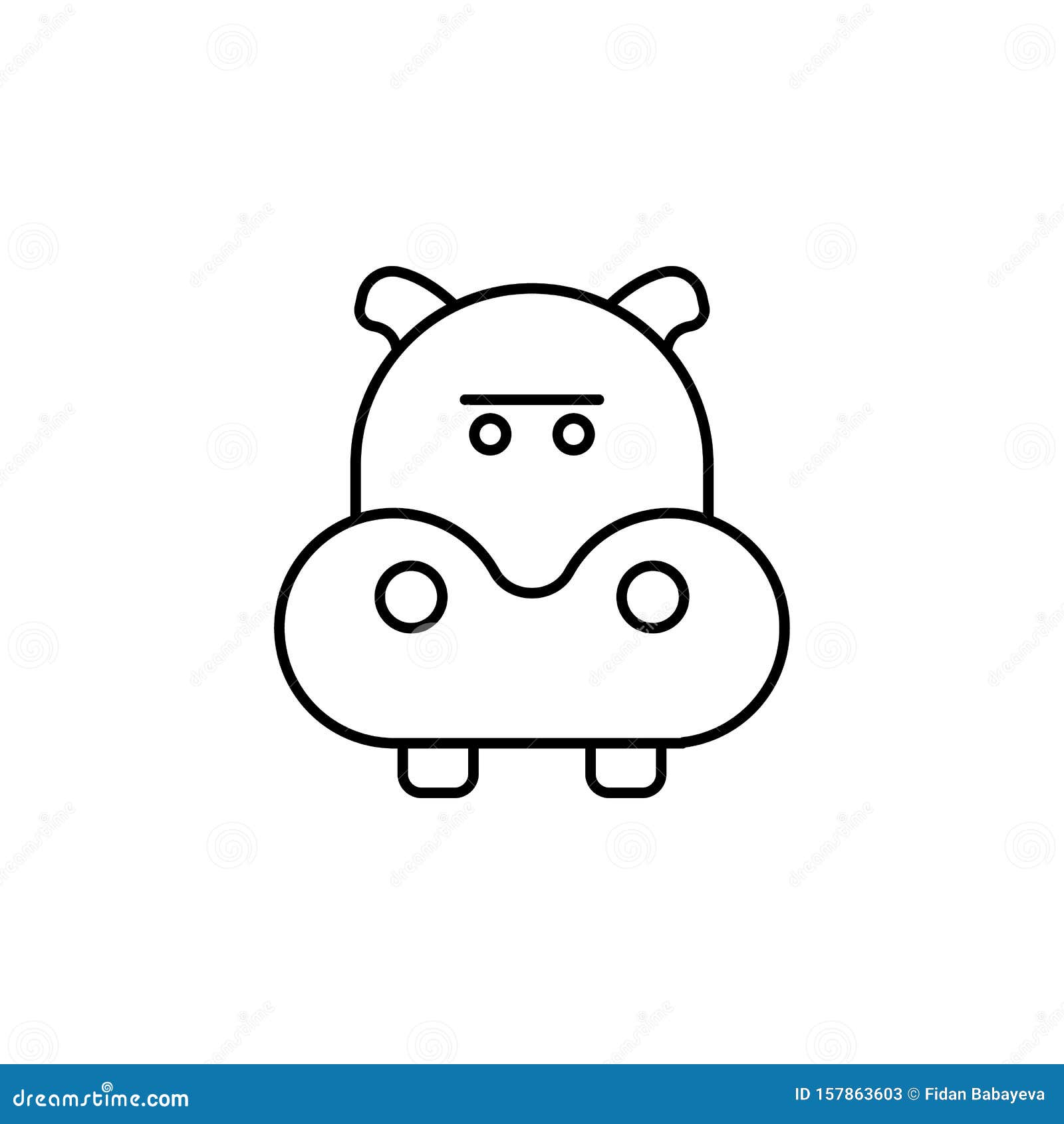 Hippopotamus Line Contour Shape. Open Jaws Hippo Vector Silhouette ...