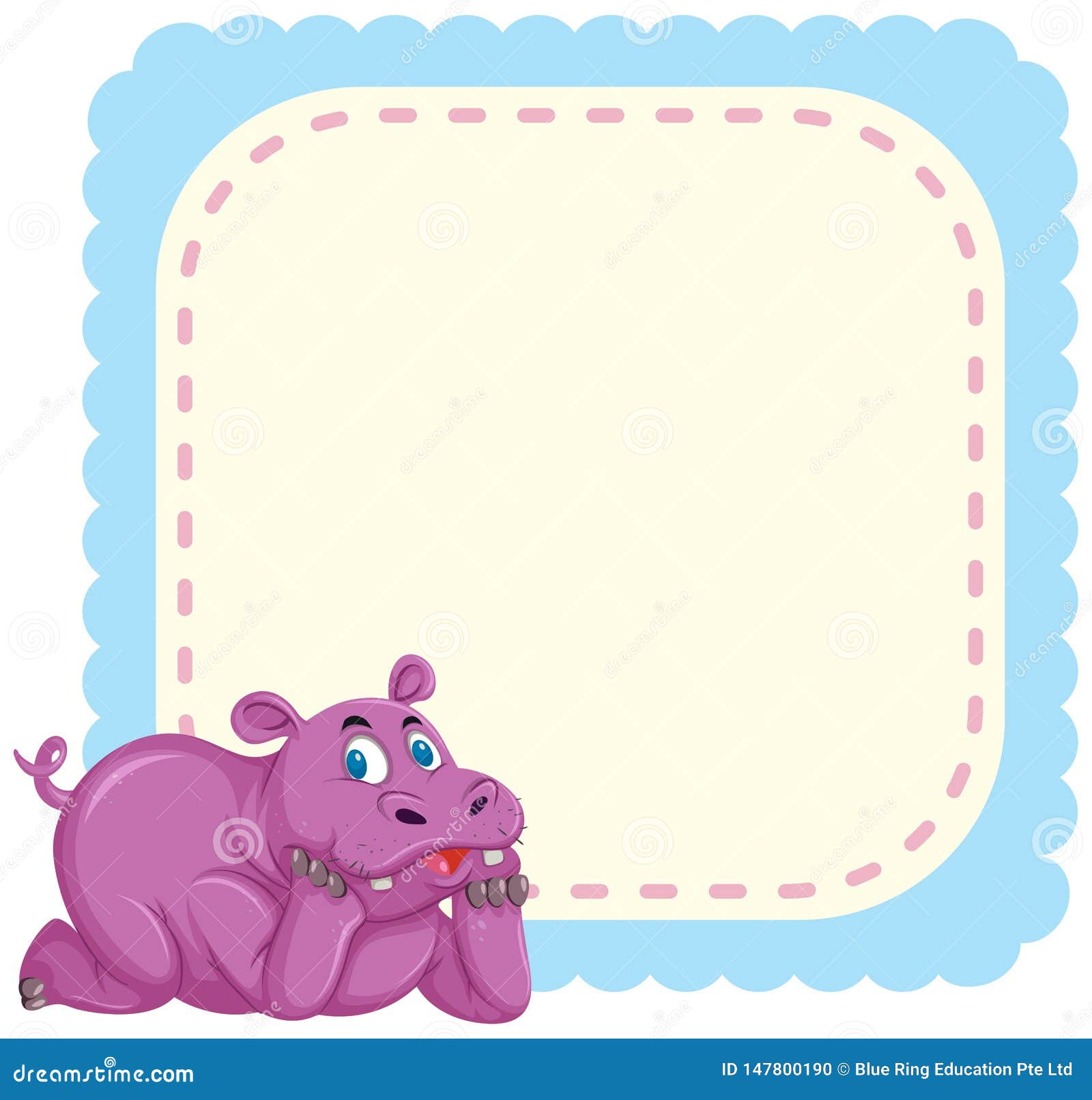 A Hippopotamus on Note Template Stock Vector - Illustration of clip ...